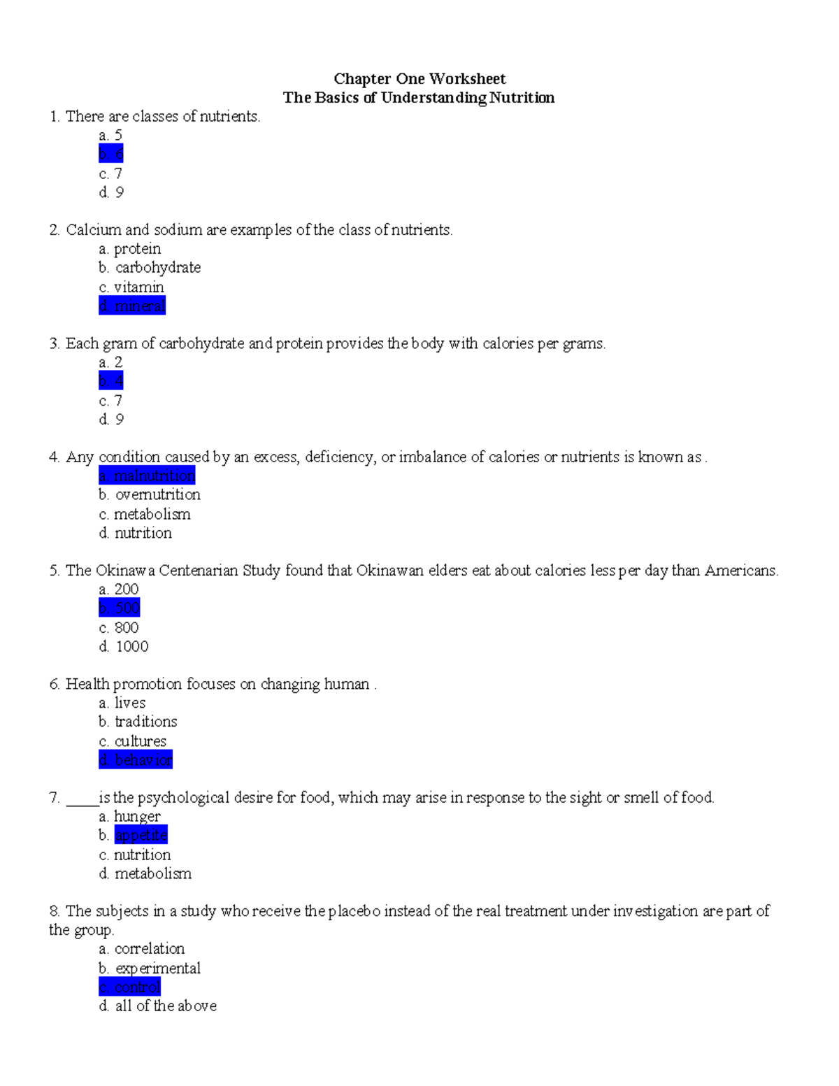 Chapter 1 Worksheet with Answers - Chapter One Worksheet The Basics of ...