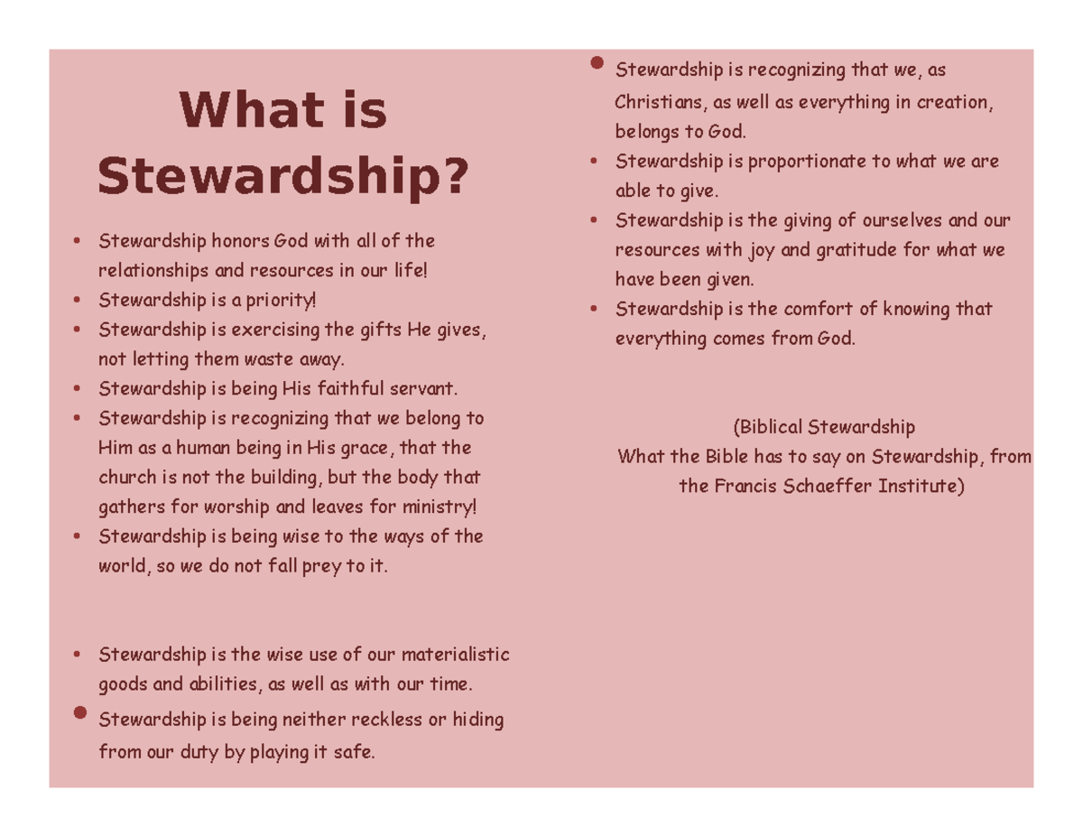 stewardship is exercising the gifts He gives, not letting them waste ...