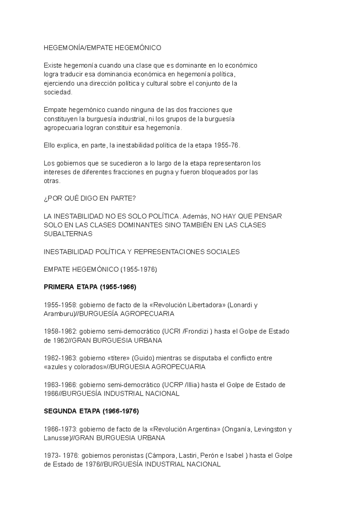 Empate hegemonico - Resumen sociedad y estado - HEGEMONÍA/EMPATE ...