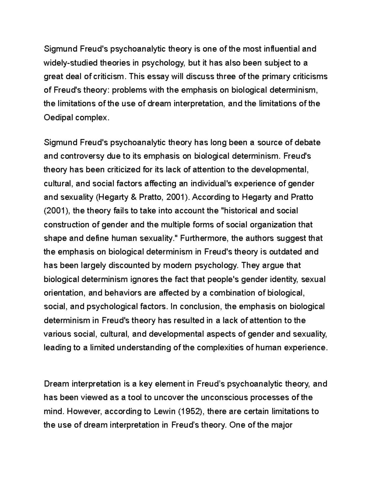 Criticisms of Freud's theory - Sigmund Freud's psychoanalytic theory is ...