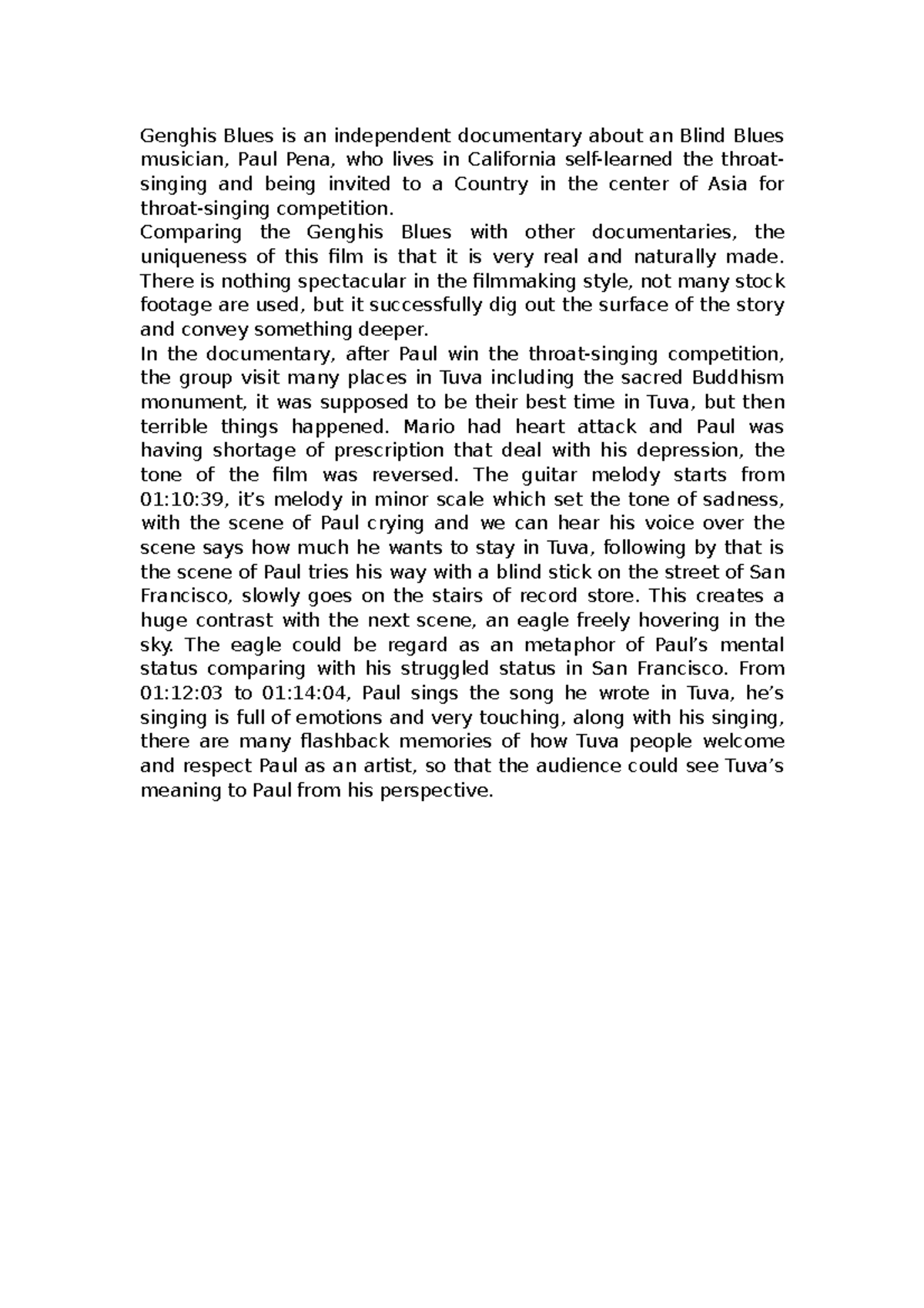 Genghis Blues Essay - Genghis Blues is an independent documentary about ...