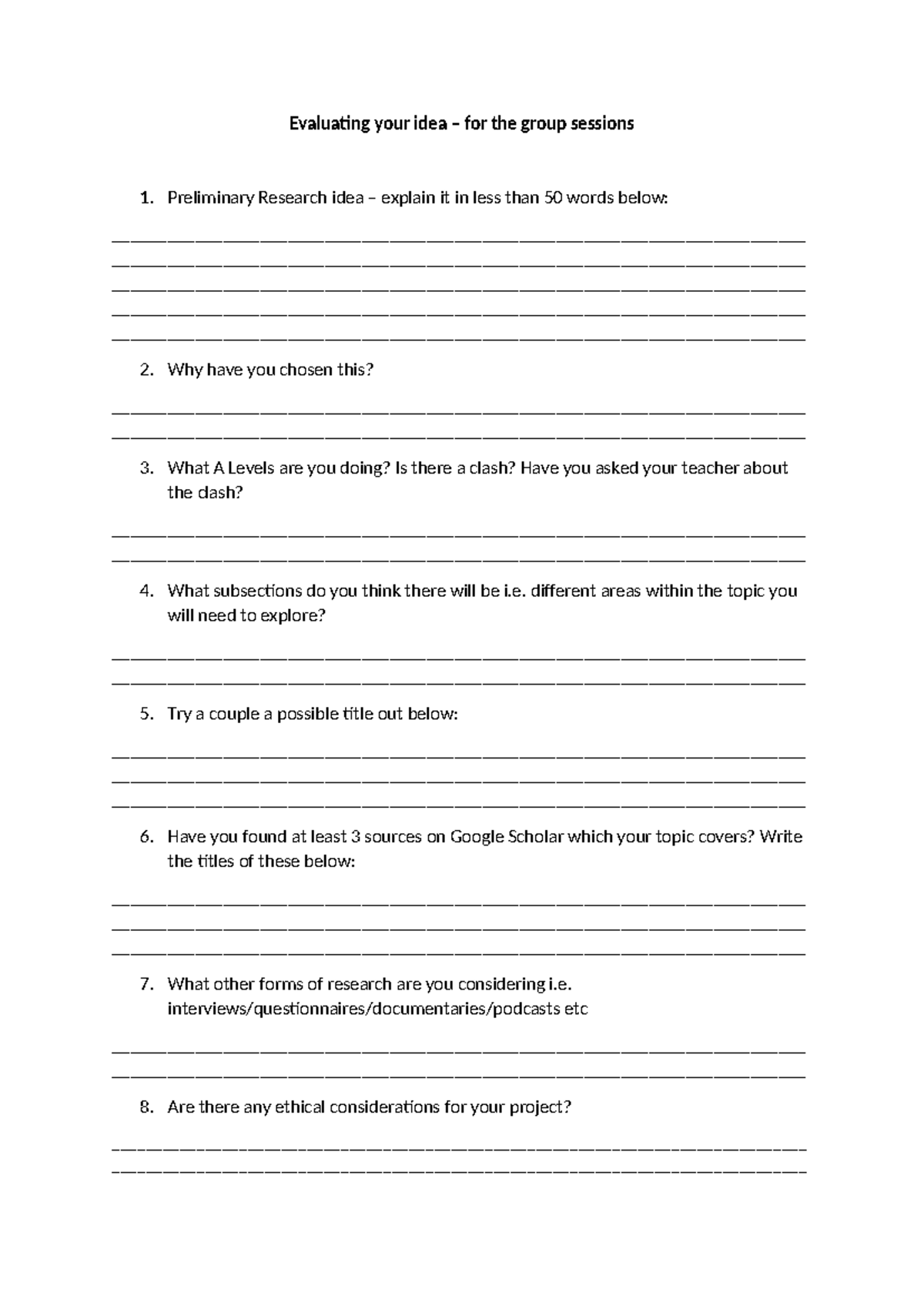 Evaluating your idea - bvcbvb - Evaluating your idea – for the group ...