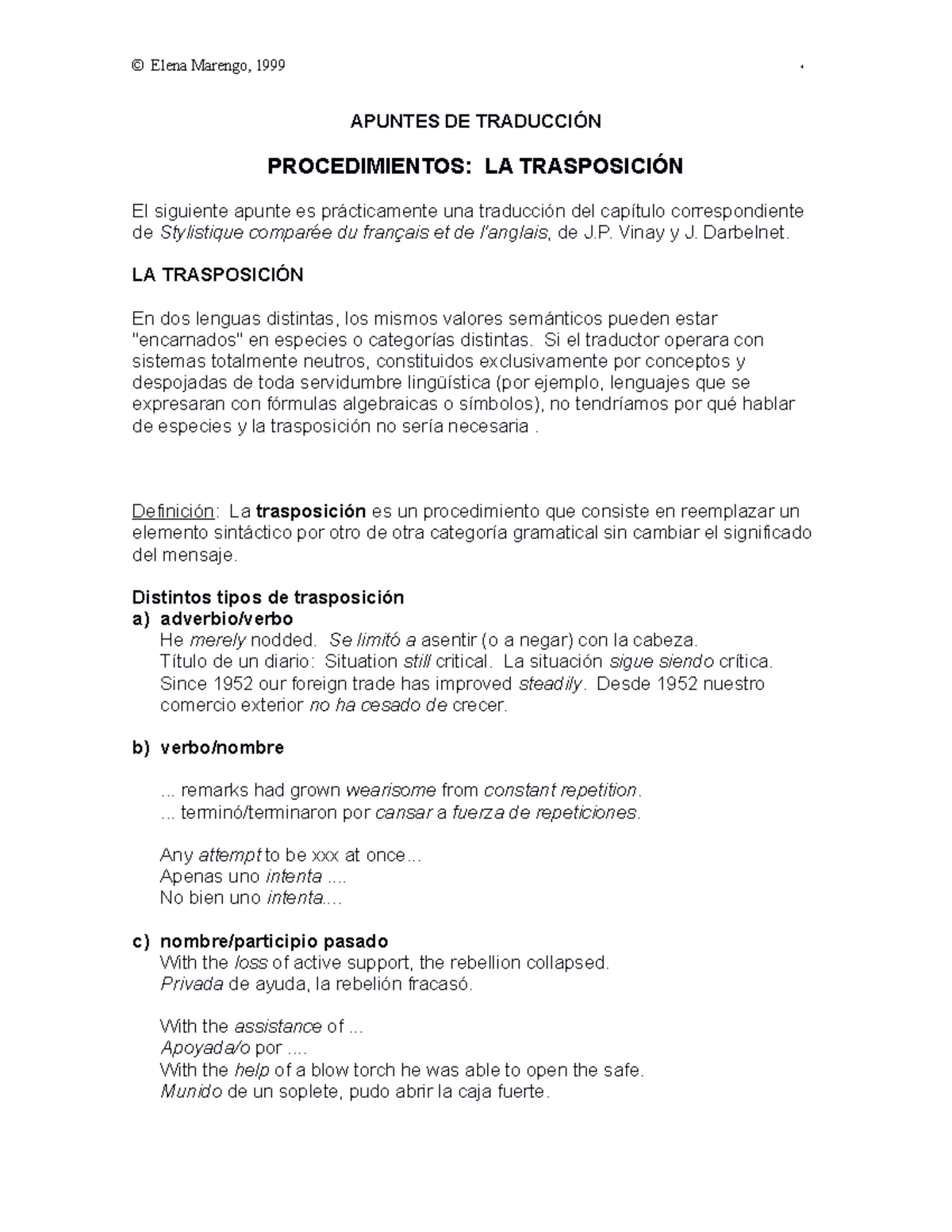 Trasposición - Resumen acerca de la aplicación de la transposición en ...