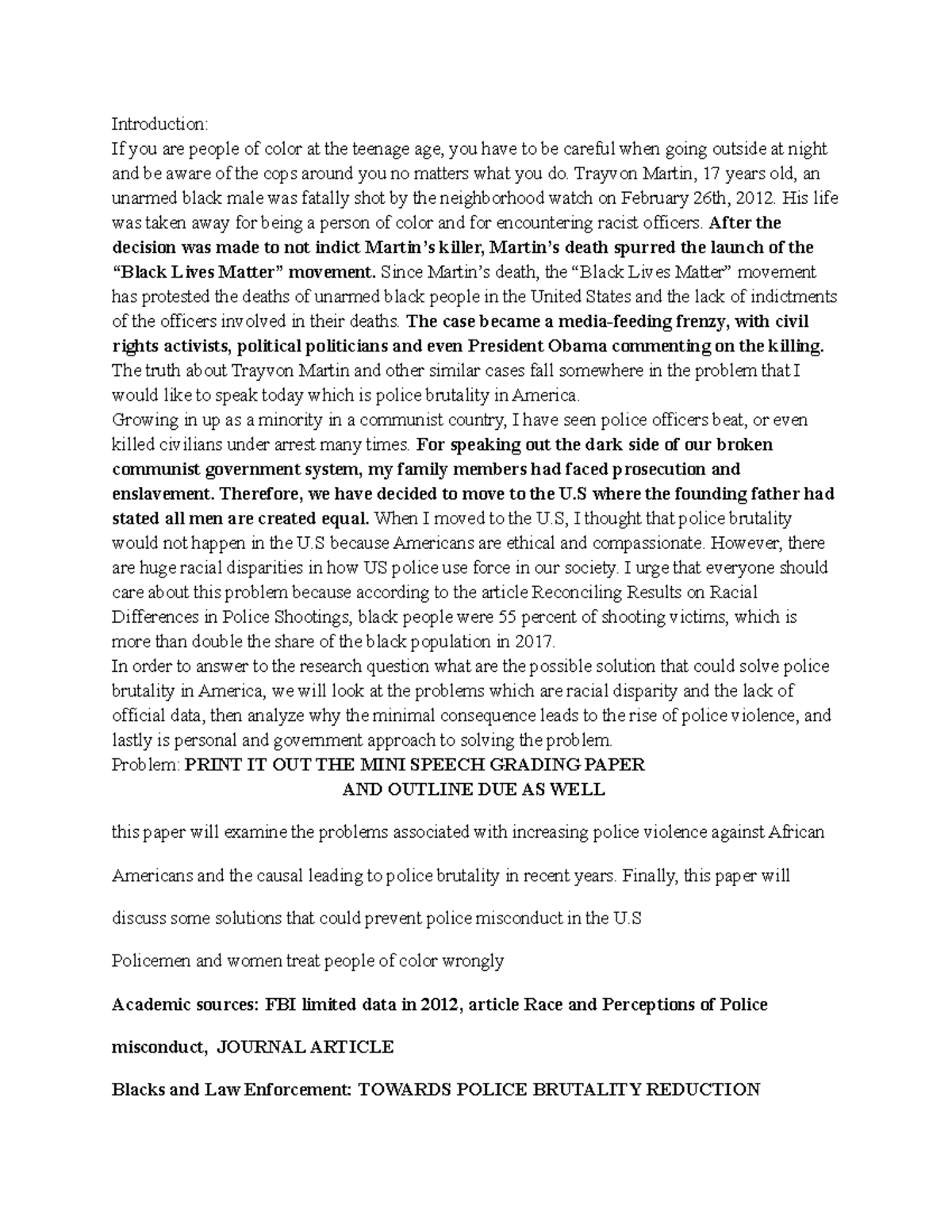 MINI Speech - Introduction: If you are people of color at the teenage ...