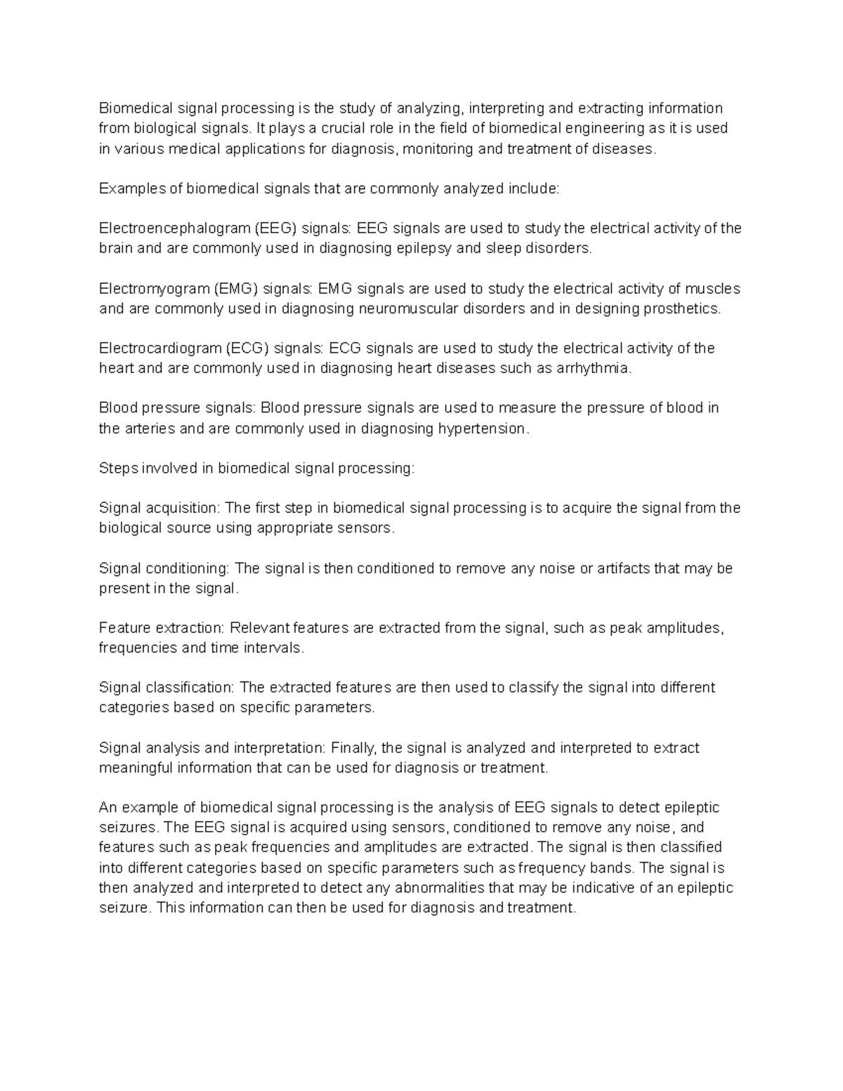 Biomedical signal processing - It plays a crucial role in the field of ...