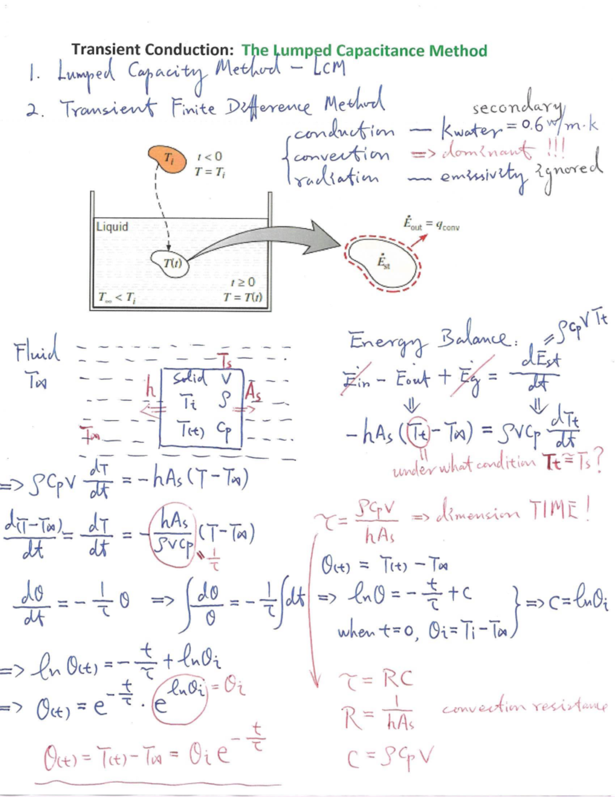 Heat Transfer-Ch 5-Transient Conduction-LCM-Lecture Notes - ME 3304 ...