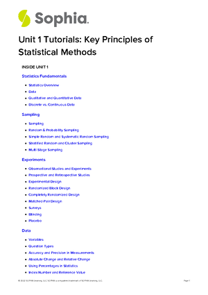 MAT 133 Study Guide 1 - Southern New Hampshire University MAT-133: Intro to Statistical Analysis ...
