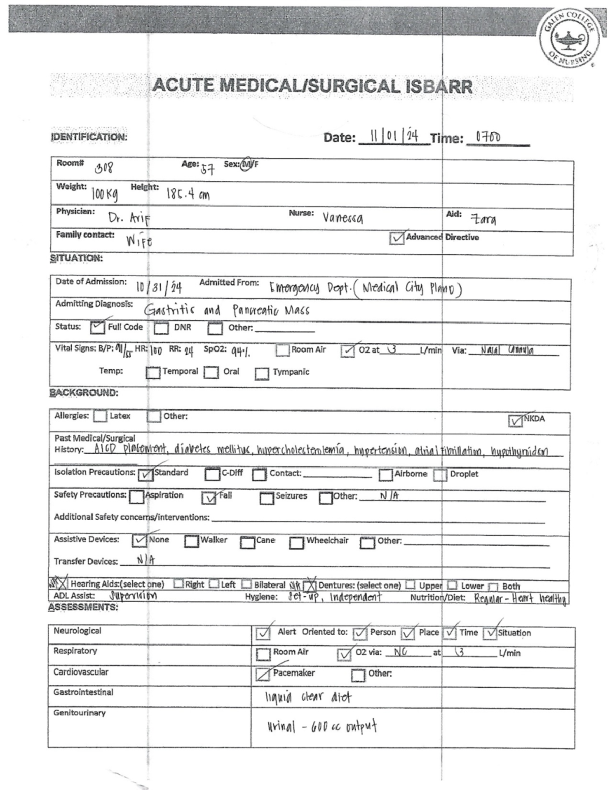 Clinical Packet 2 - WITH COFFEE OF NURSING ACUTE ISBARR IDENTIFICATION ...