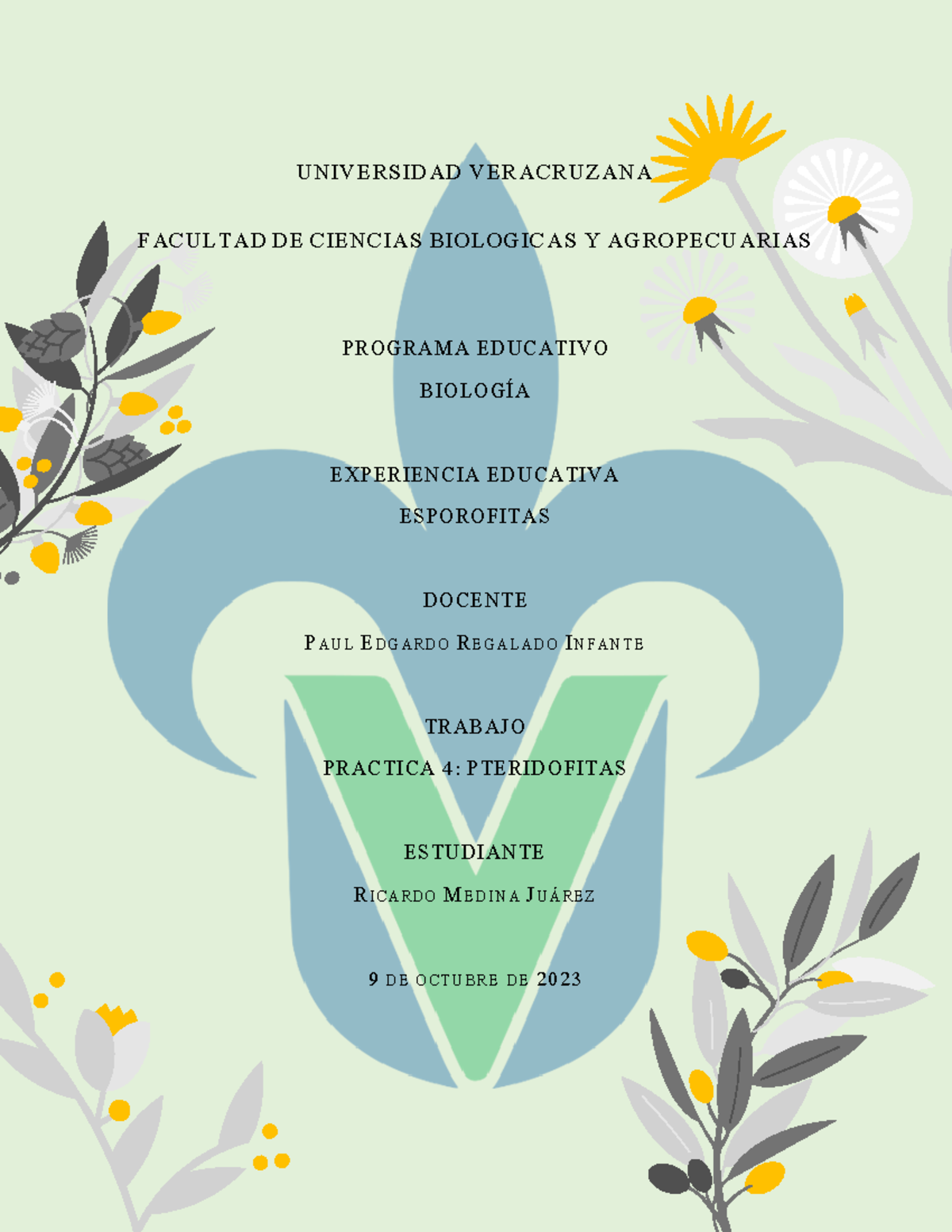 Práctica 1 Pteridofitas - UNIVERSIDAD VERACRUZANA FACULTAD DE CIENCIAS BIOLOGICAS Y ...