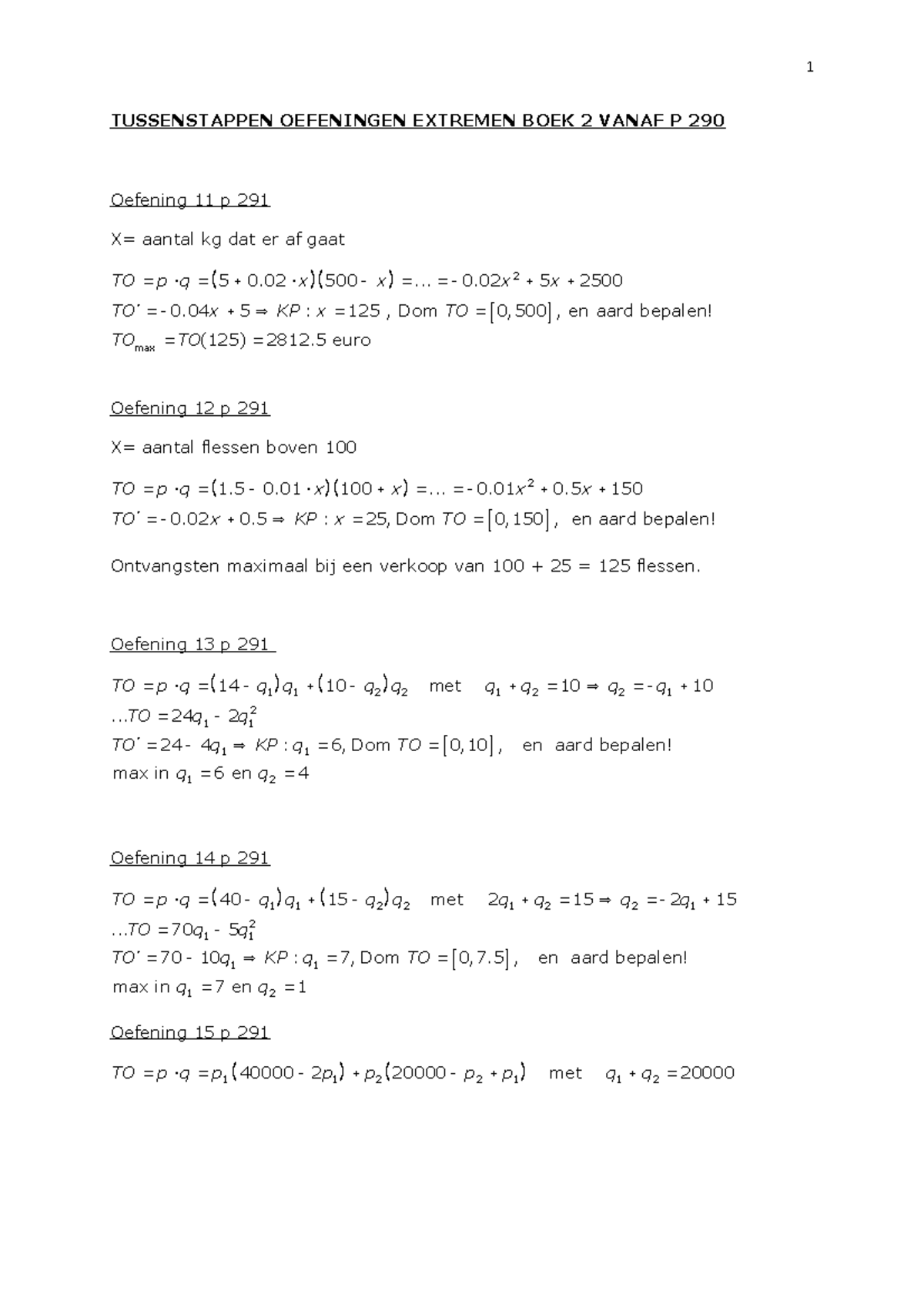 09 1-B Tussenstappen oefn extremen funties 1 veranderlijke - 1 ...