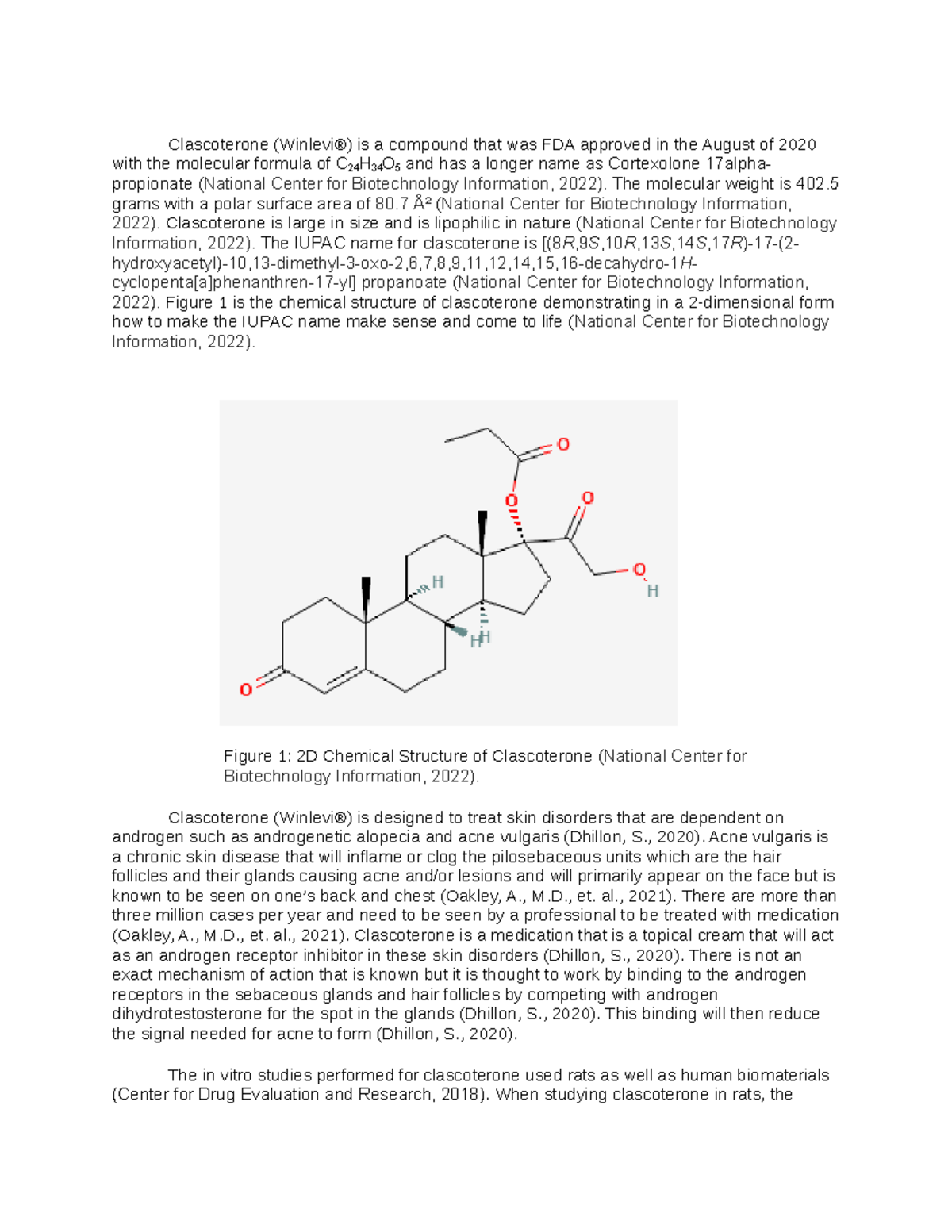 Case Study #2 - Clascoterone (Winlevi®) assignment - Clascoterone ...