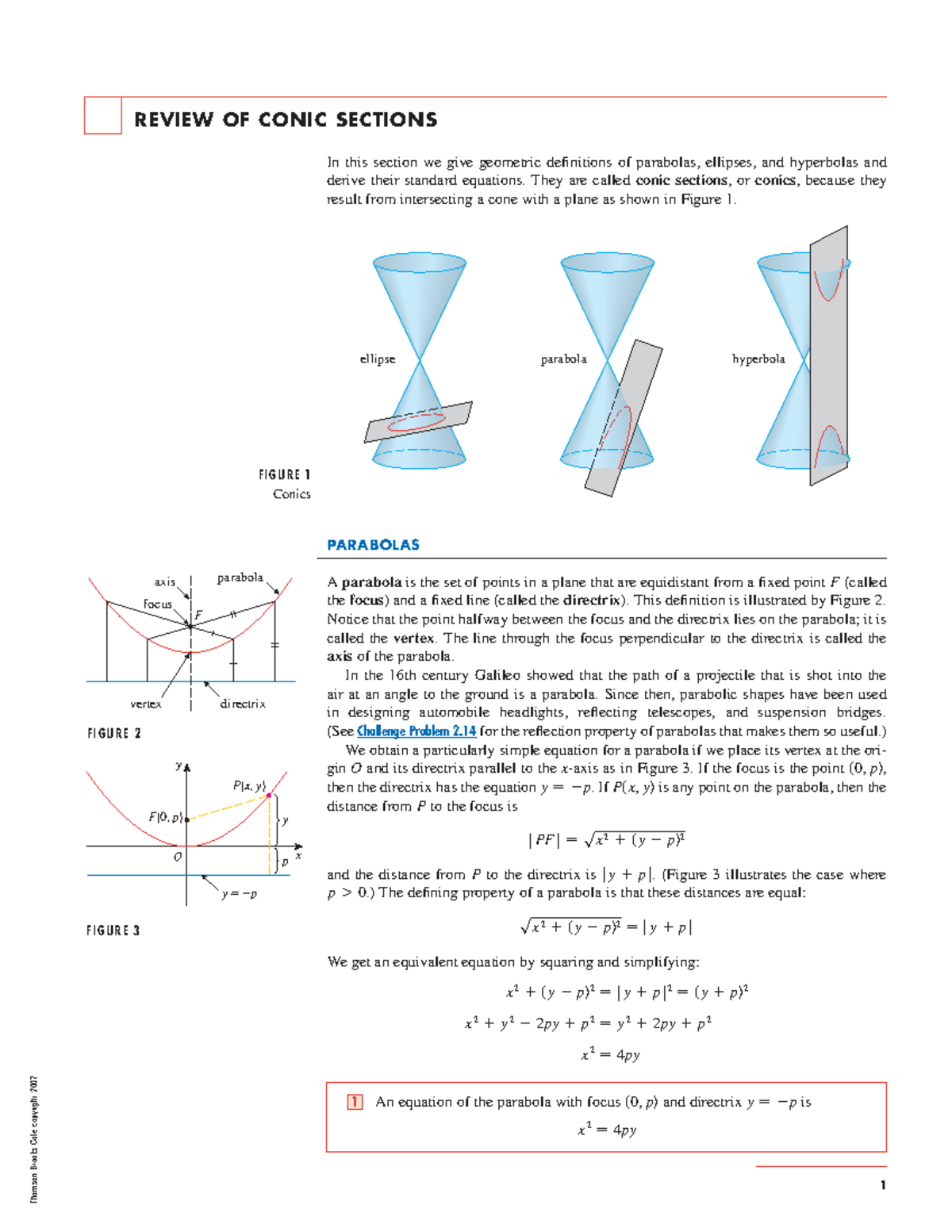 Review of Conic Sections - REVIEW OF CONIC SECTIONS In this section we ...