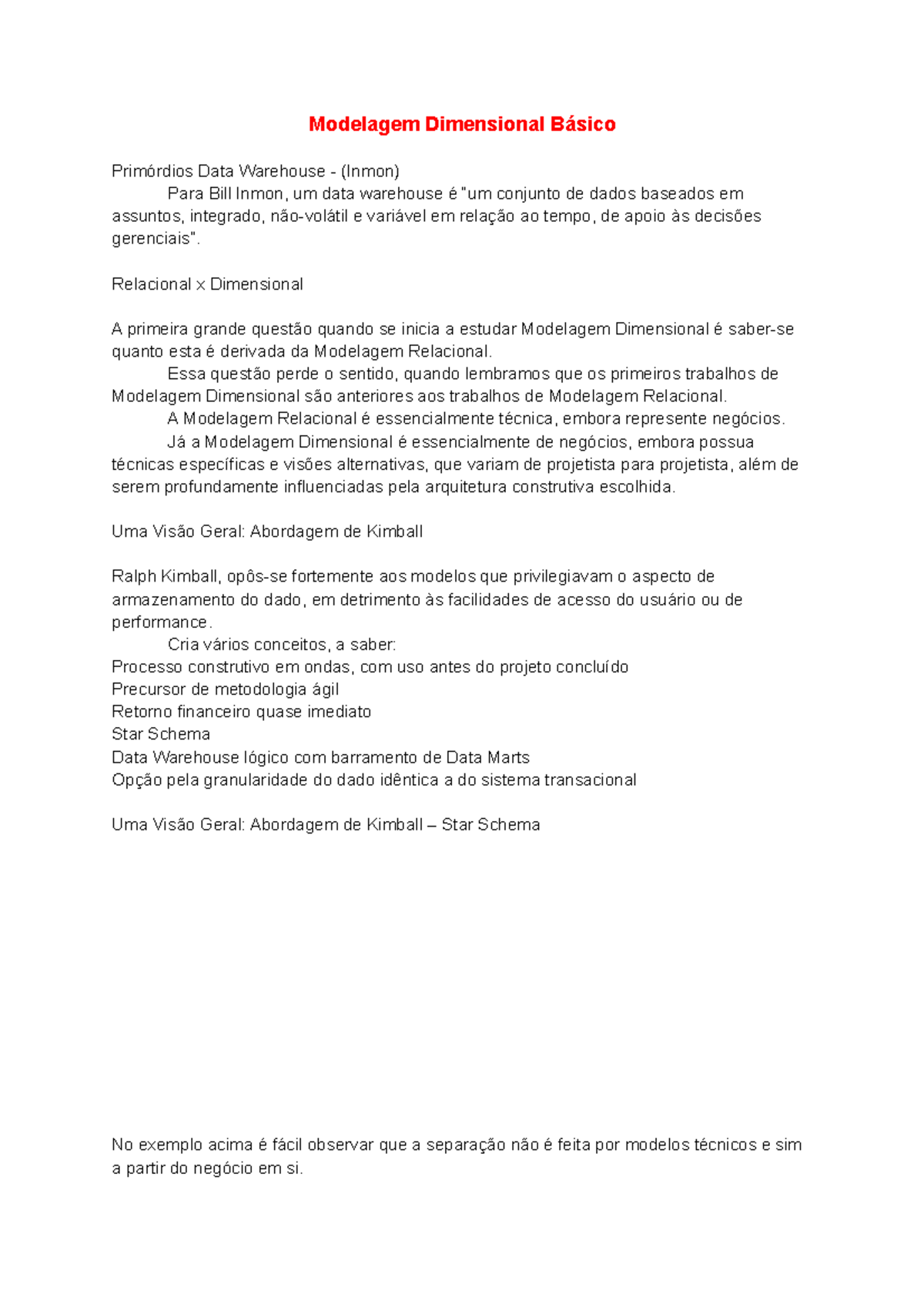 BI - Modelagem Dimensional Data Warehousing - Modelagem Dimensional ...