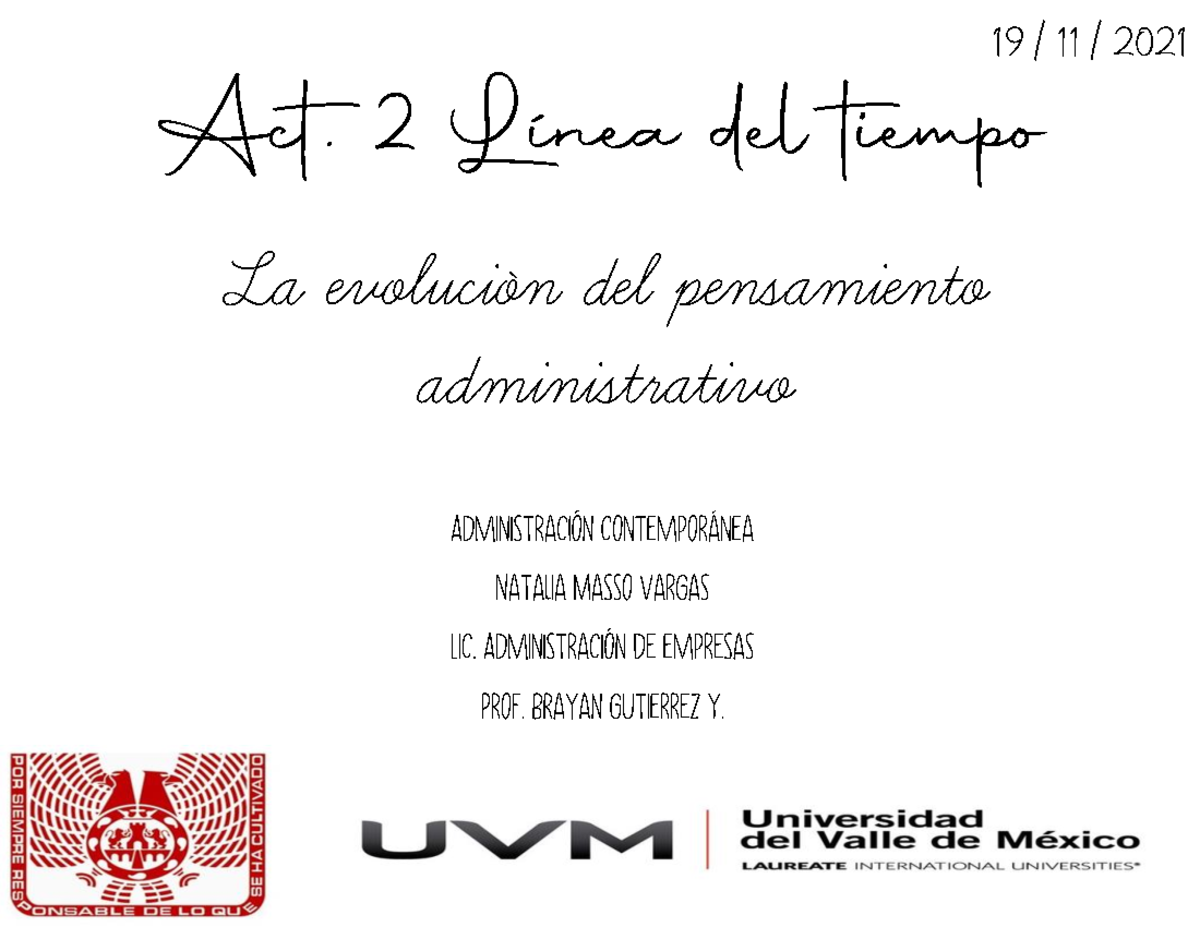 ACT. 2 NMV - hdbn jh - La evolución del pensamiento administrativo ...