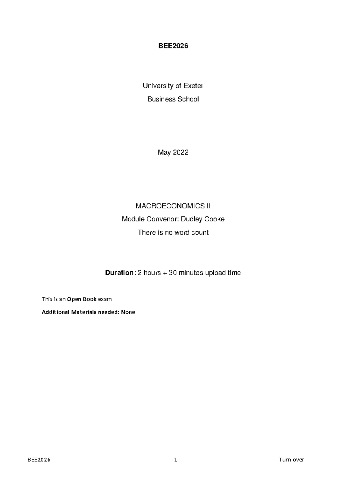 May 22 - AAA - BEE University of Exeter Business School May 2022 ...