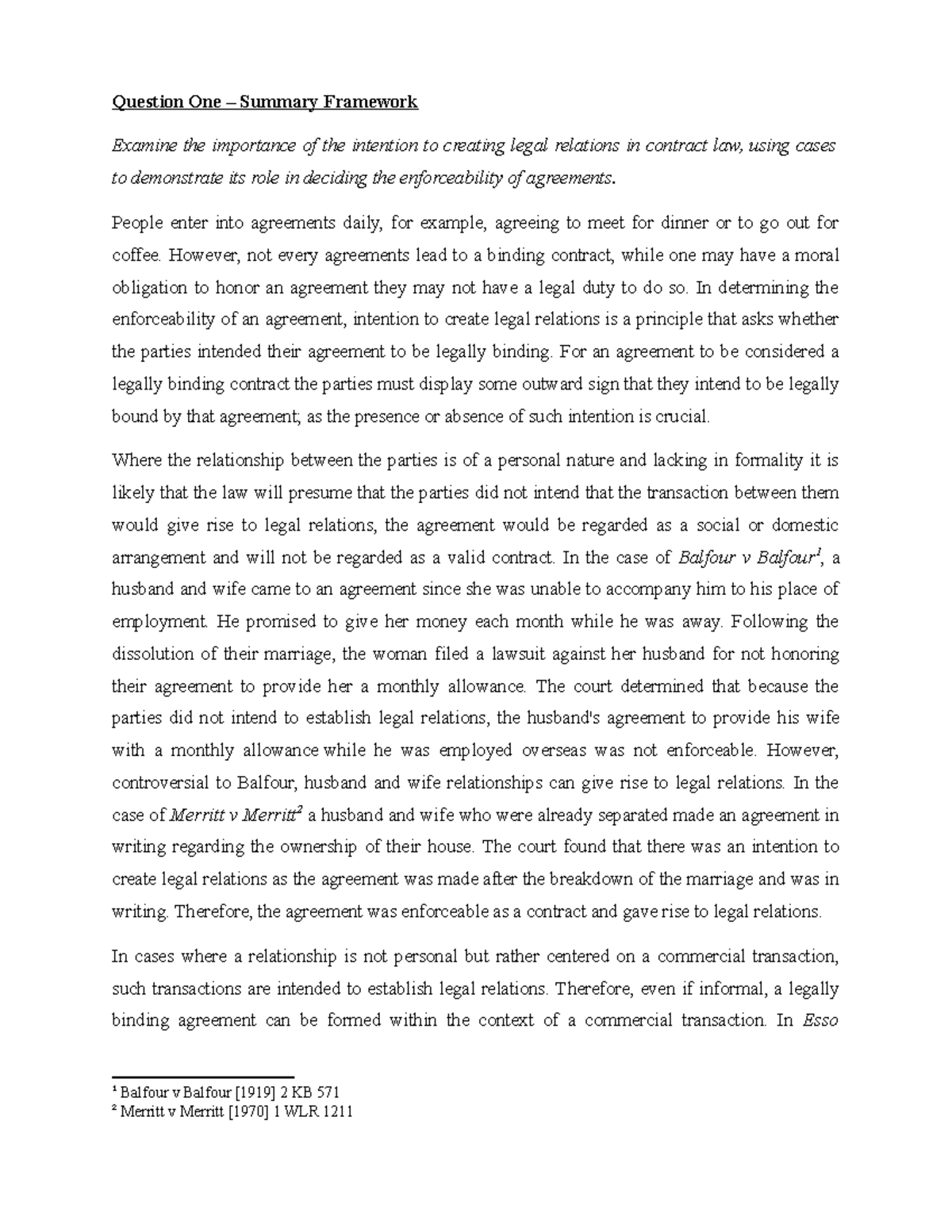 Tutorial Response - nil - Question One – Summary Framework Examine the ...