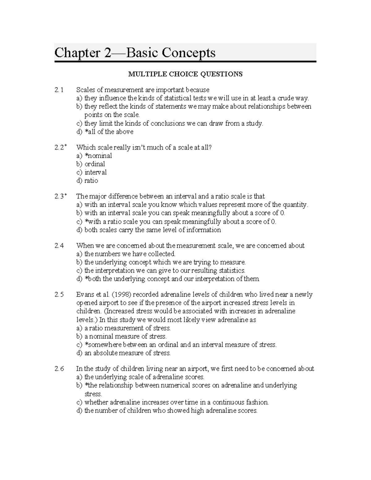 Howell 9e TBChapter 2 - Chapter 2—Basic Concepts MULTIPLE CHOICE QUESTIONS 2 Scales of ...