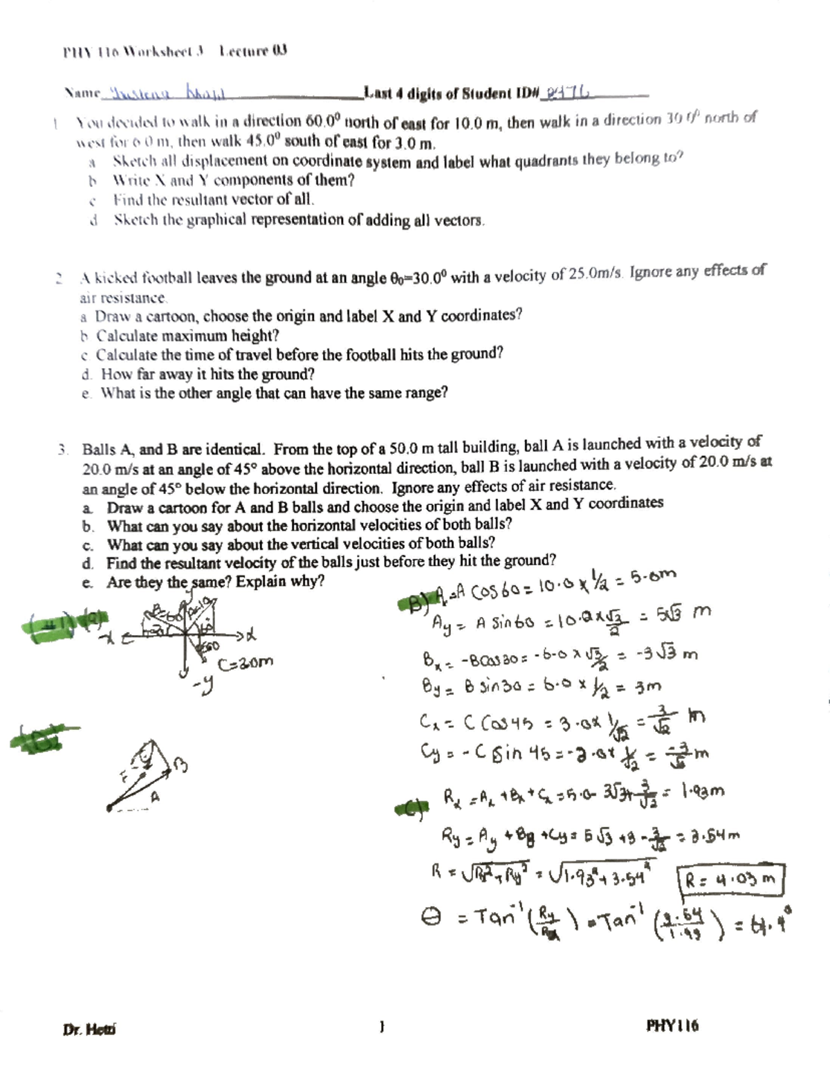 Ws3 - worksheet 3 - PHY 116 - Studocu