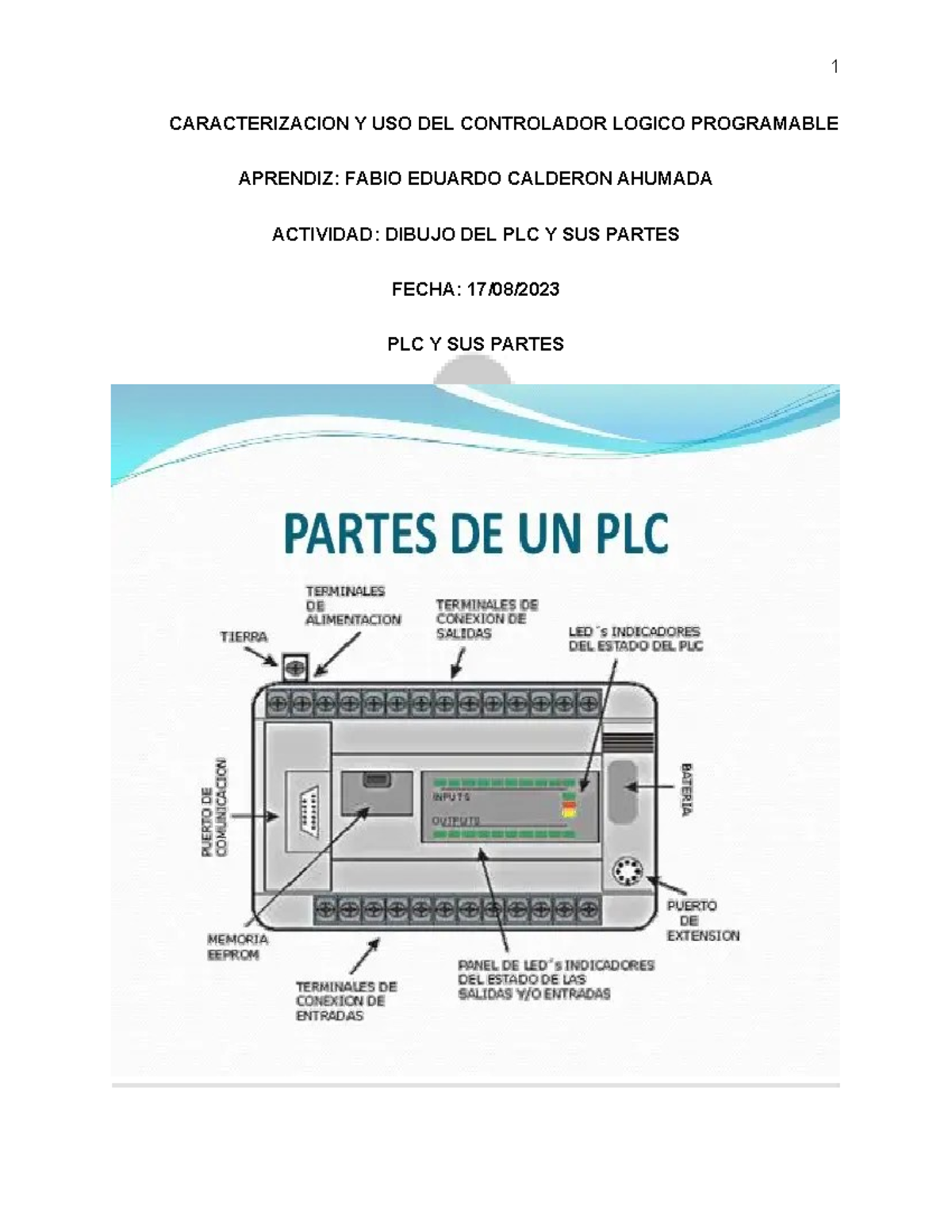 Partes del plc - actividad 1 - 1 CARACTERIZACION Y USO DEL CONTROLADOR ...