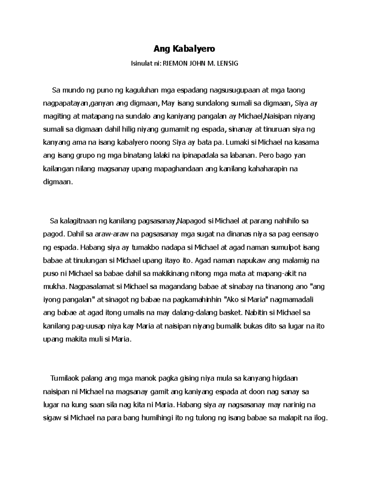 Ang Kabalyero (1) - adcrgerfbqerb - Ang Kabalyero Isinulat ni: RIEMON ...