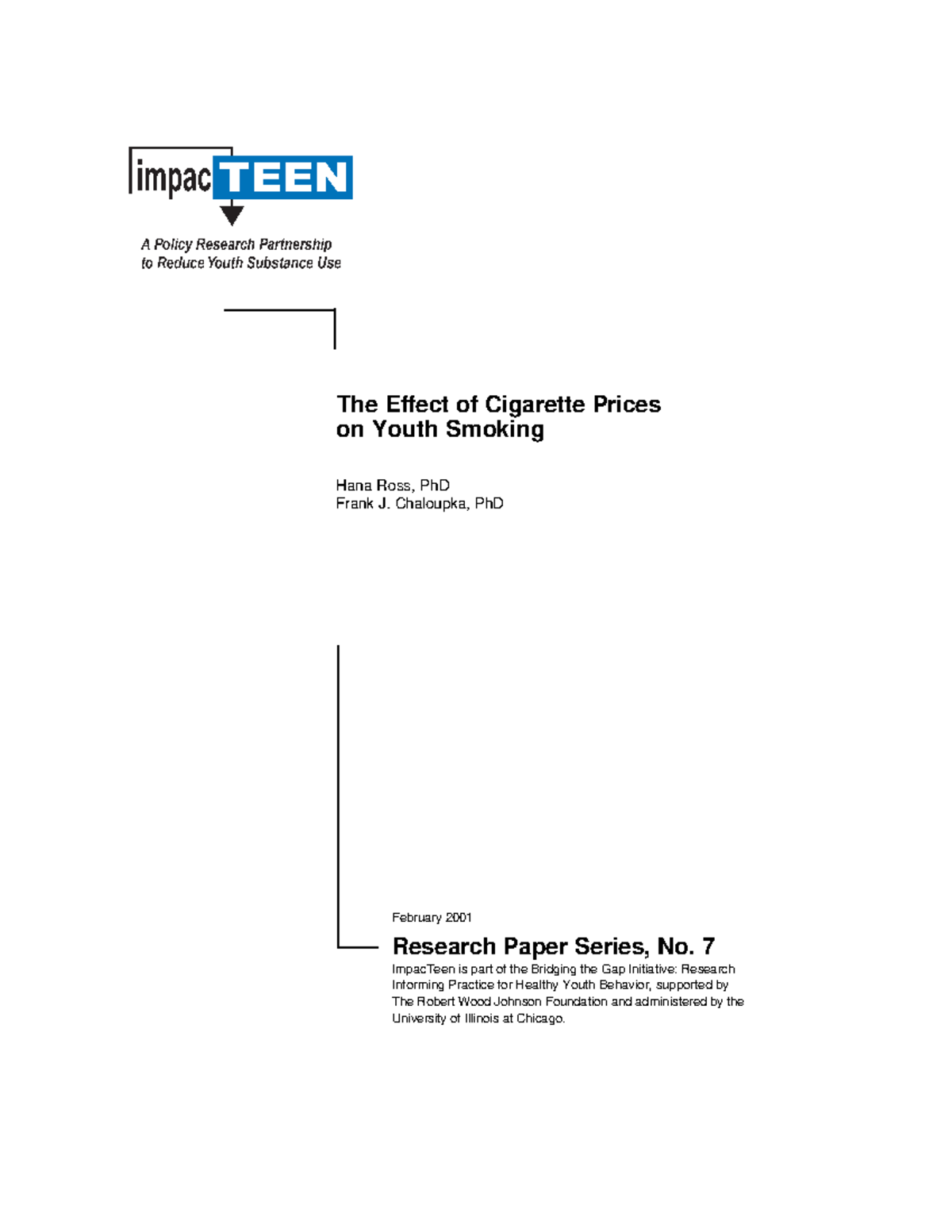 Pricepaper February 2001 - The Effect of Cigarette Prices on Youth ...