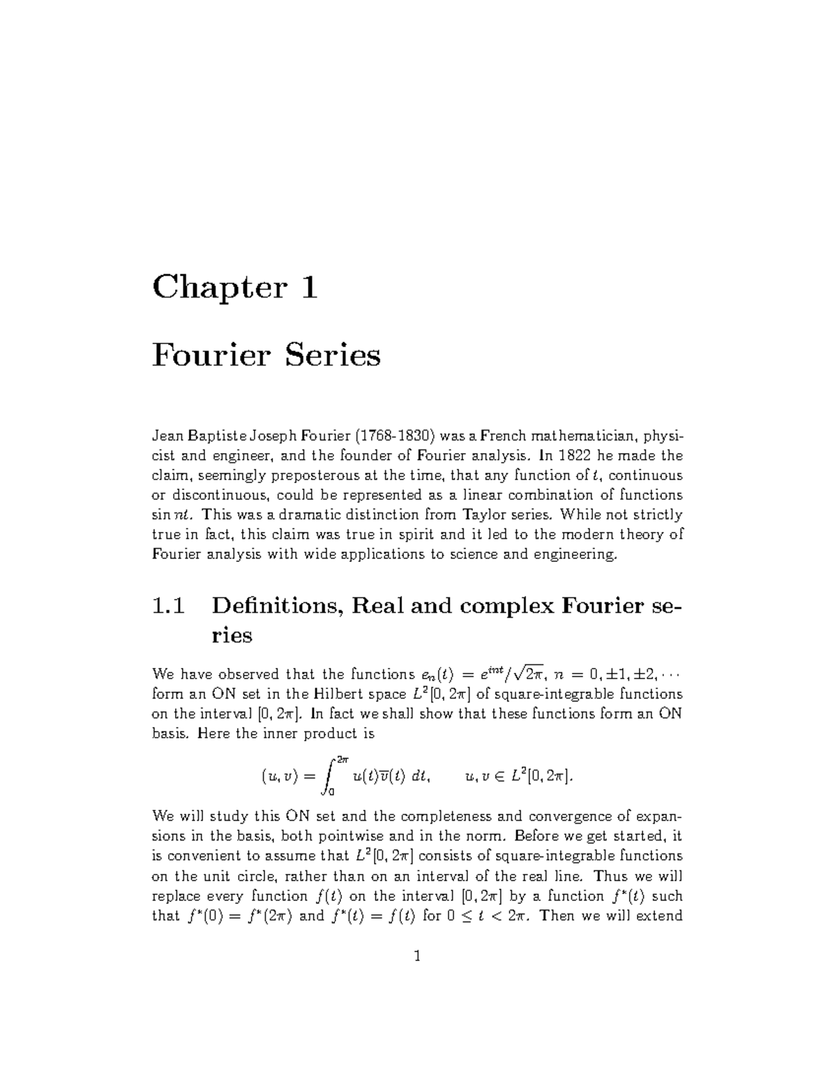Fourierseries - Summary on fourier transform - Chapter 1 Fourier Series ...