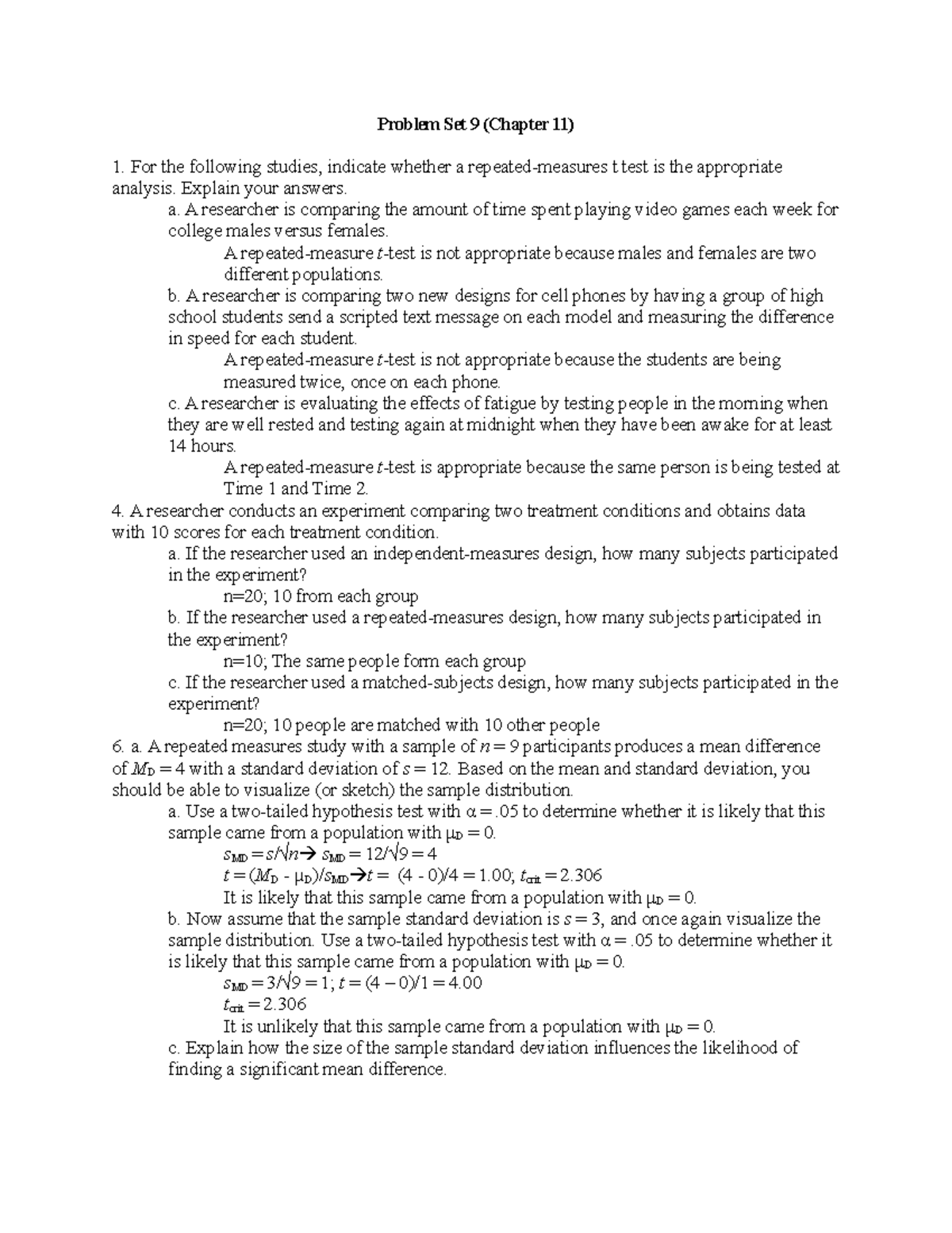 Appropriate Analysis for Different Studies - Studocu