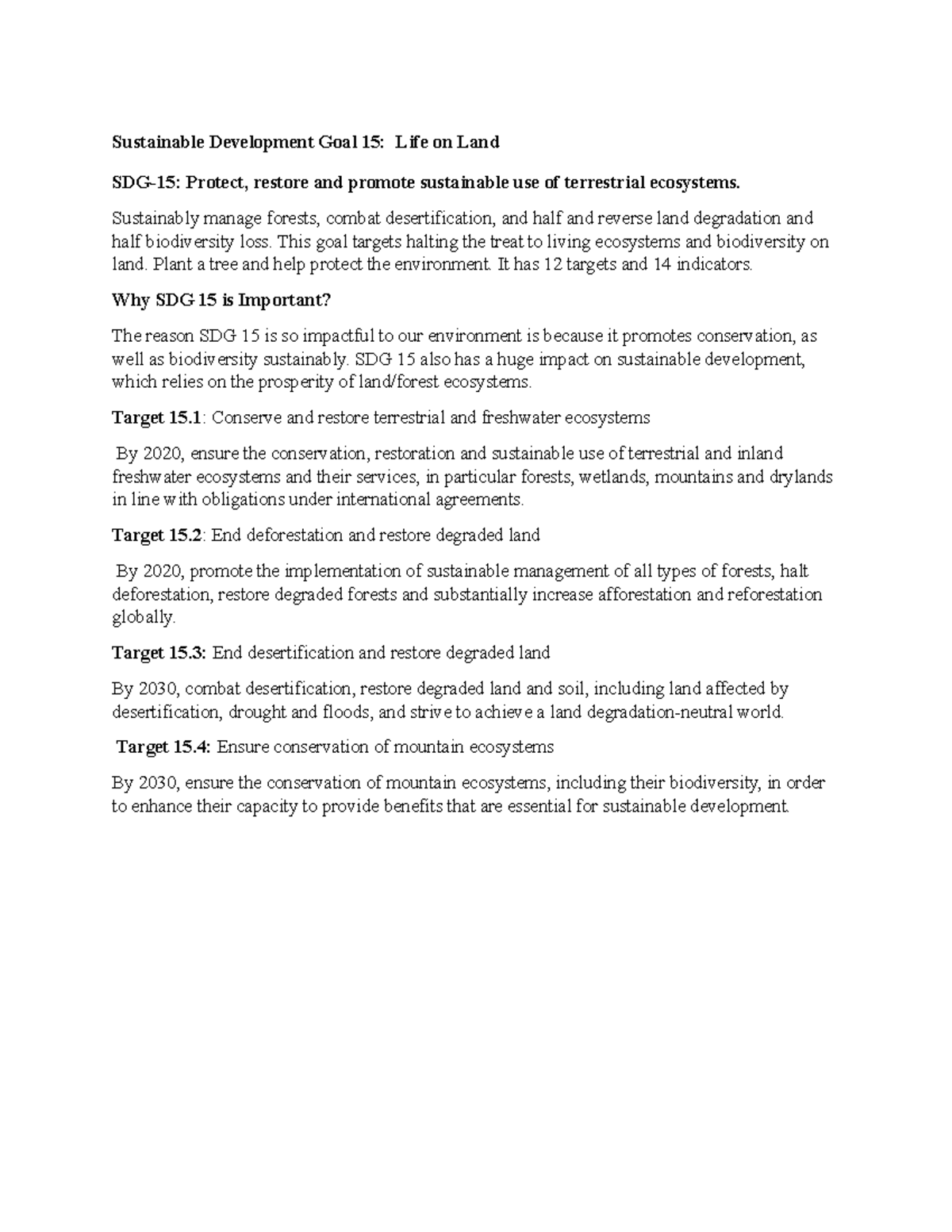 SDG-15 - Sustainable Development Goal 15: Life on Land SDG-15: Protect ...