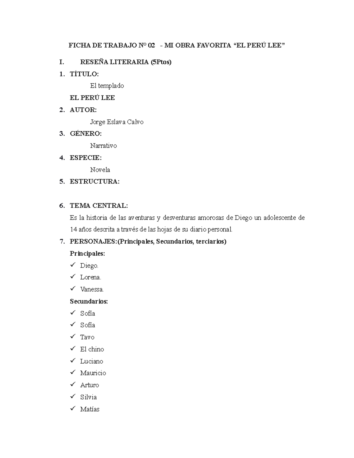 Ficha DE Trabajo - MI OBRA Favorita-1 - FICHA DE TRABAJO N° 02 - MI ...