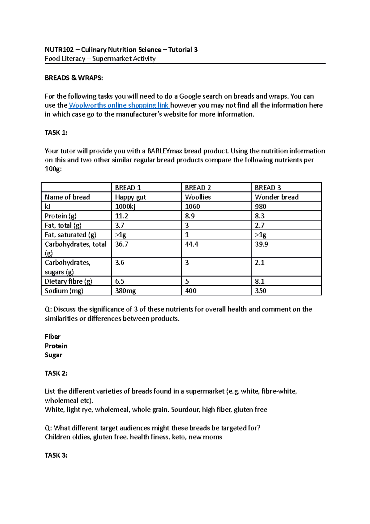 Bread Barley Max - NUTR102 – Culinary Nutrition Science – Tutorial 3 ...