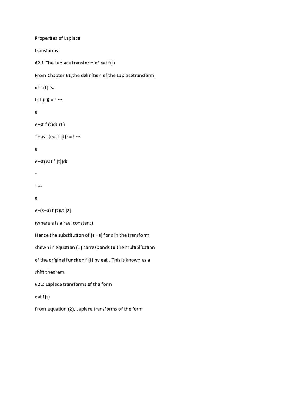 Properties of Laplace - Properties of Laplace transforms 62 The Laplace ...