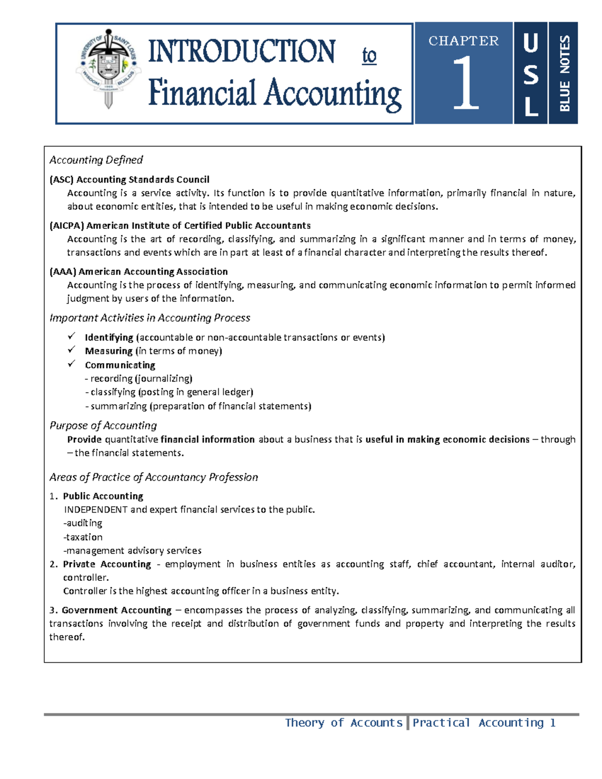 Introduction to financial accounting - Theory of Accounts Practical ...