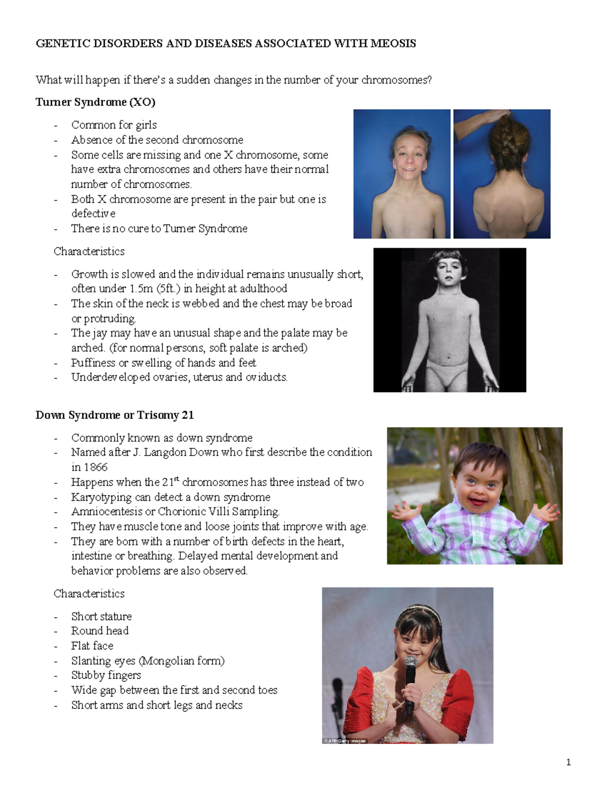 Biology - Lesson 7 - Genetic Disorders and Diseases Associated with ...