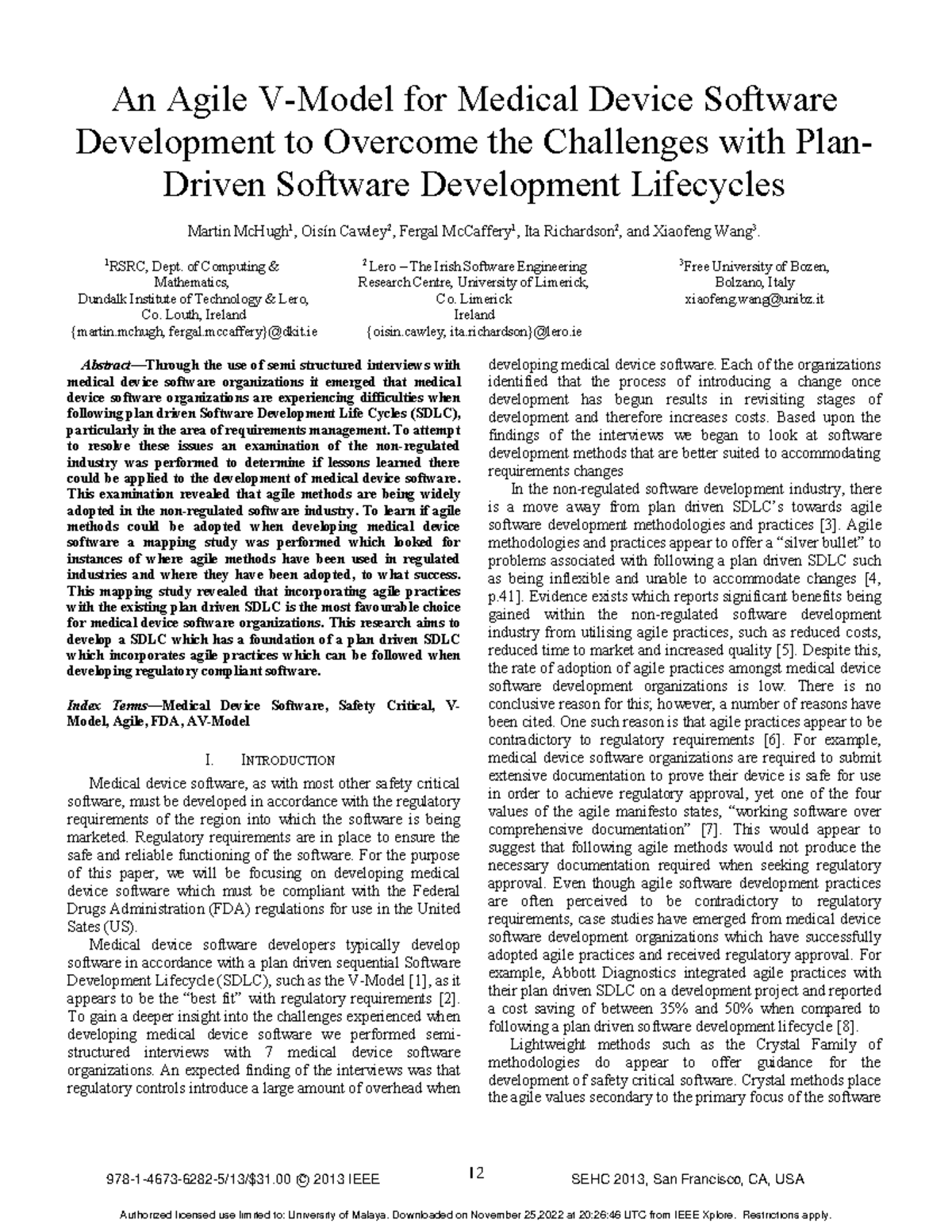 An agile V-model for medical device software development to overcome ...