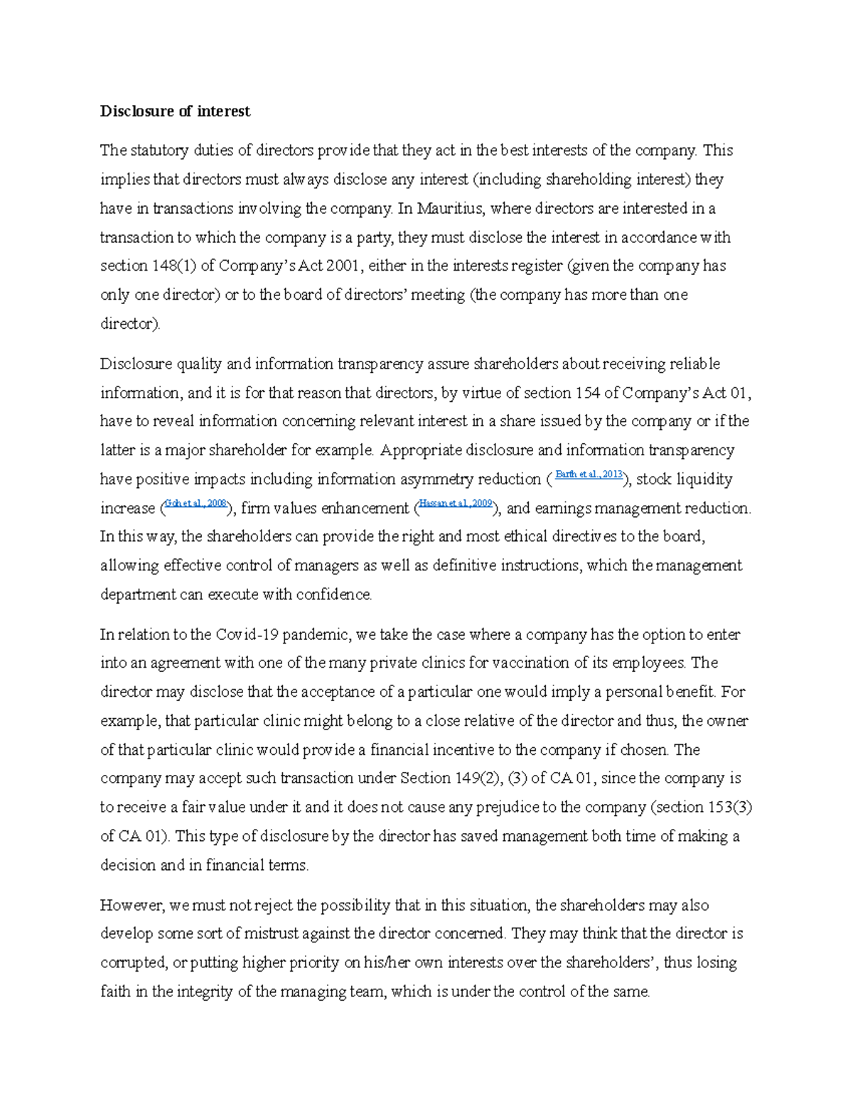 Updated Disclosure of interest - Disclosure of interest The statutory ...