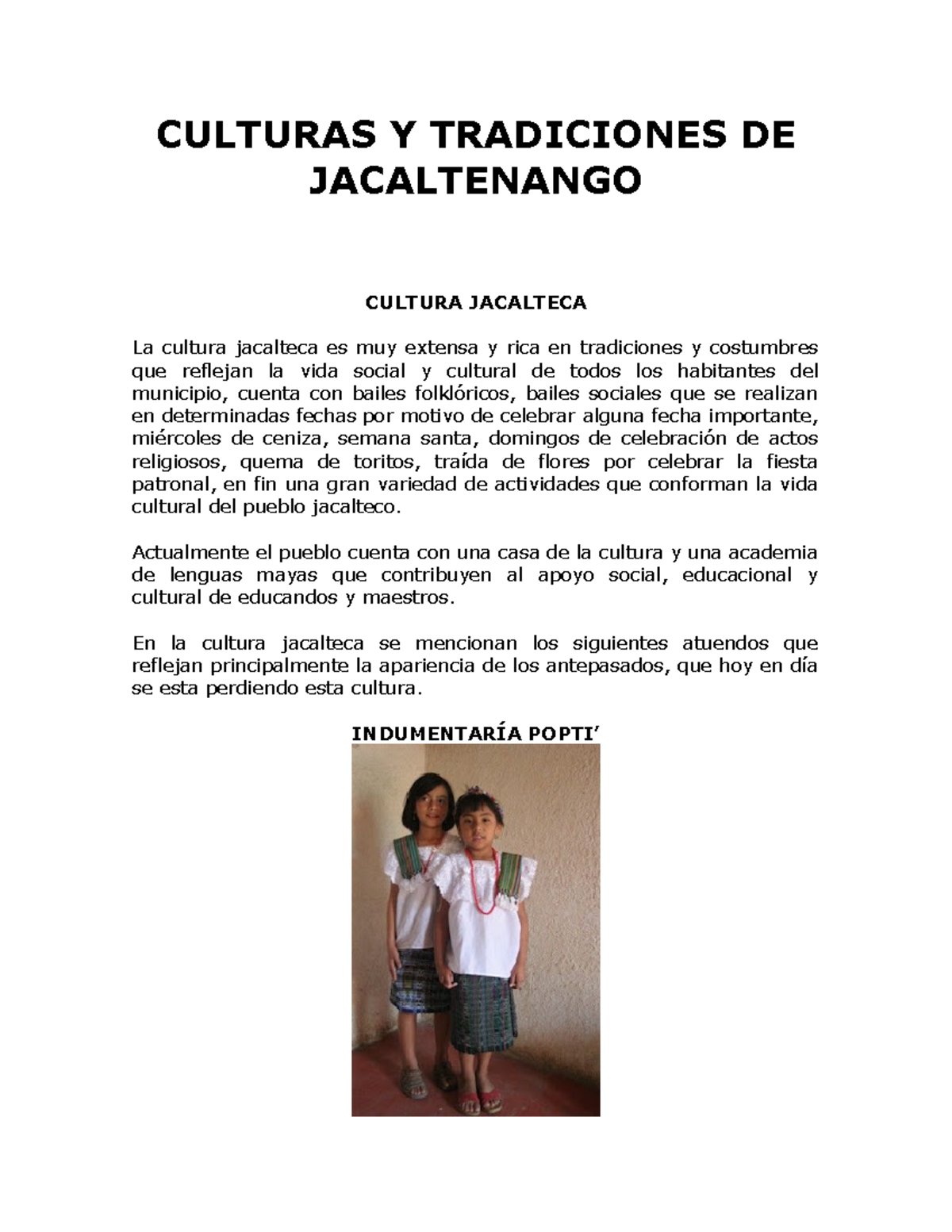 Culturas Y Tradiciones DE Jacaltenango - CULTURAS Y TRADICIONES DE ...