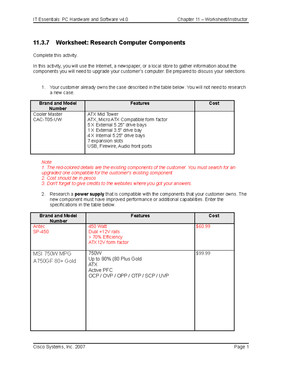 11 - book - 11.3 Worksheet: Research Computer Components Complete this ...