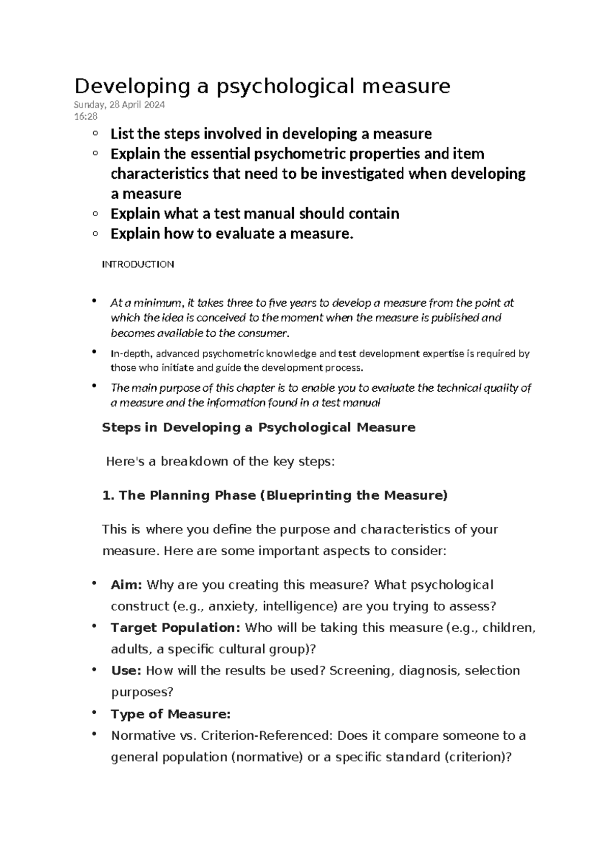 Spvv211 (developing a psych assessment) - Developing a psychological ...