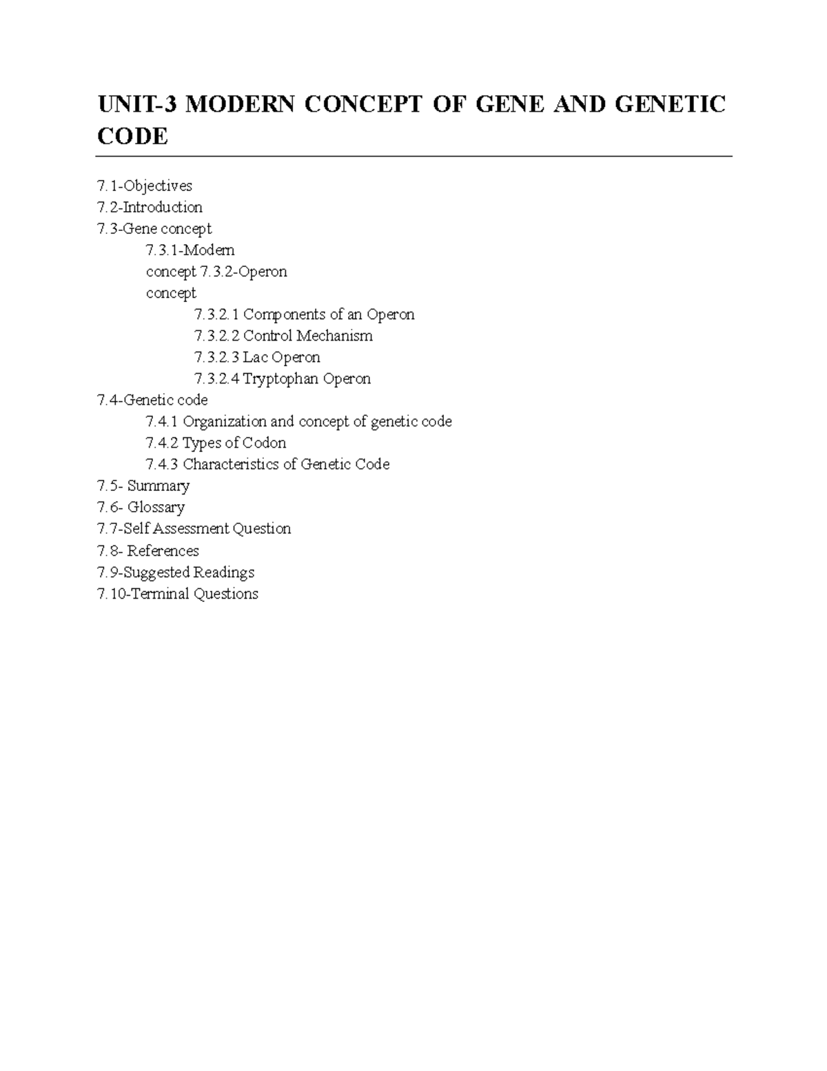 Molecullar Biology - Modern Concept OF GENE AND Genetic CODE - UNIT-3 ...