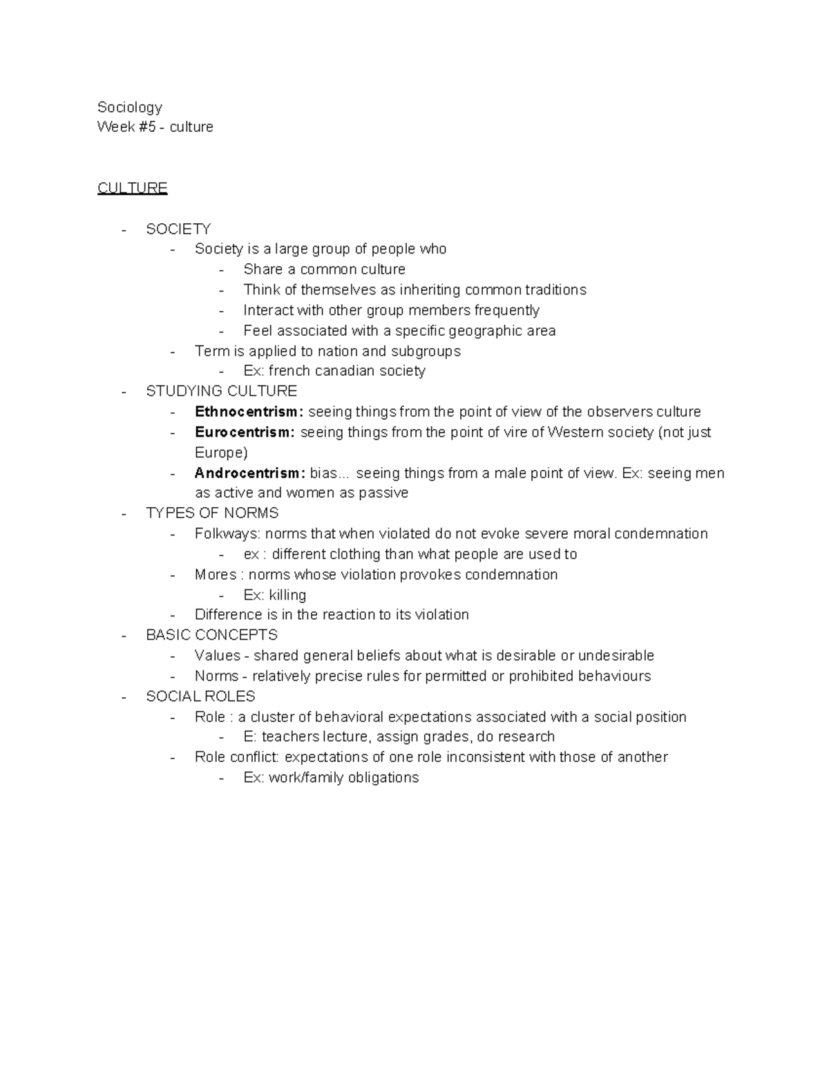 Sociology - culture - Sociology Week #5 - culture CULTURE - SOCIETY ...