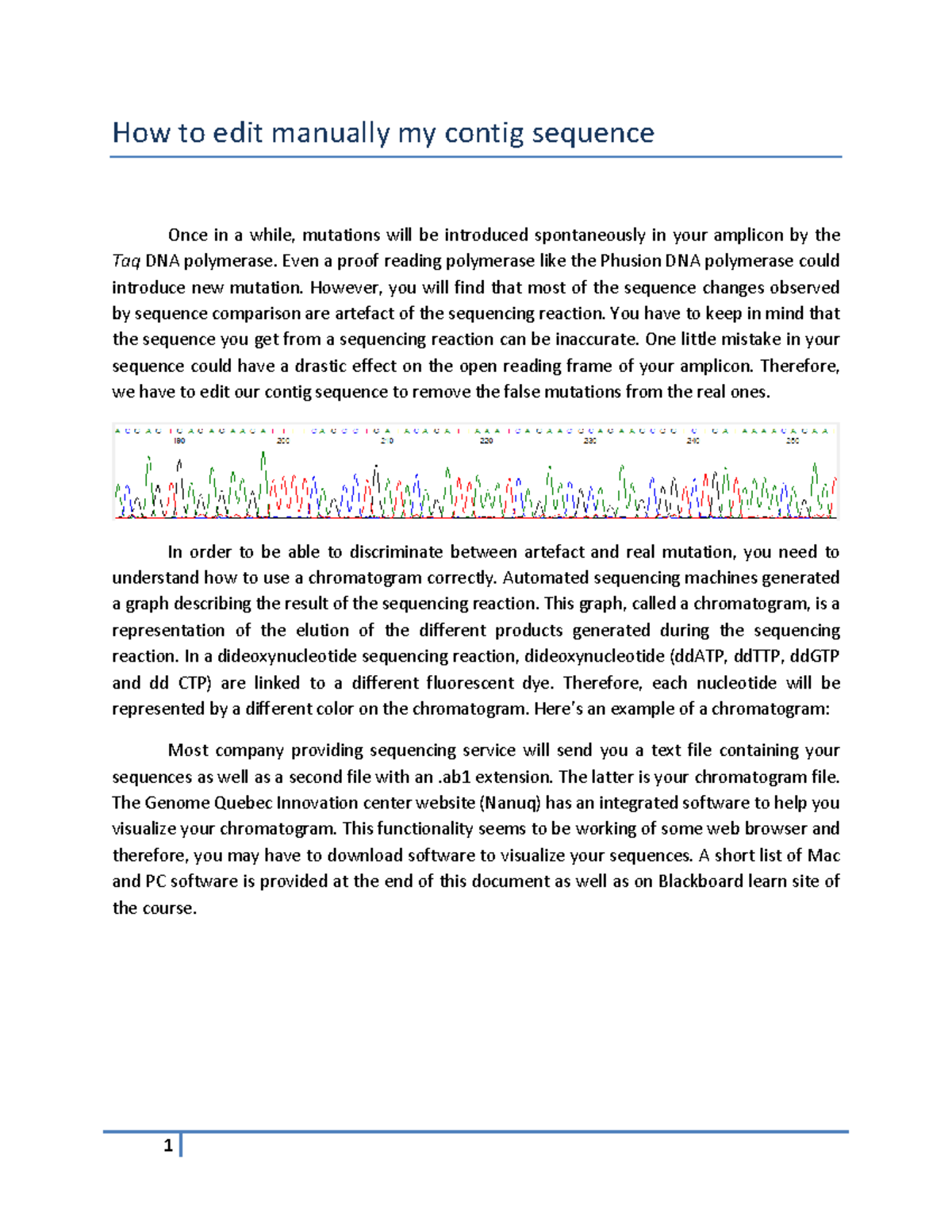 How to edit manually your contig sequence - BCH 3356 - uOttawa - Studocu