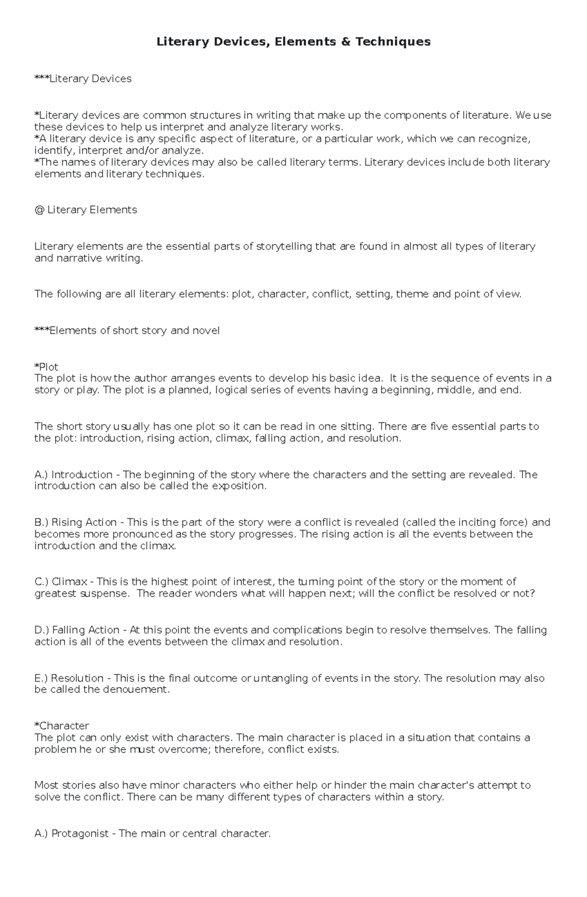 Literary Devices Elements Techniques - Literary Devices, Elements ...