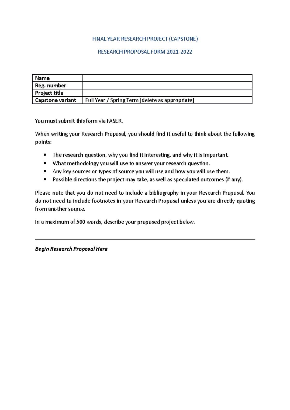 LW304 Final Year Research Project (Capstone) Research Proposal Form ...