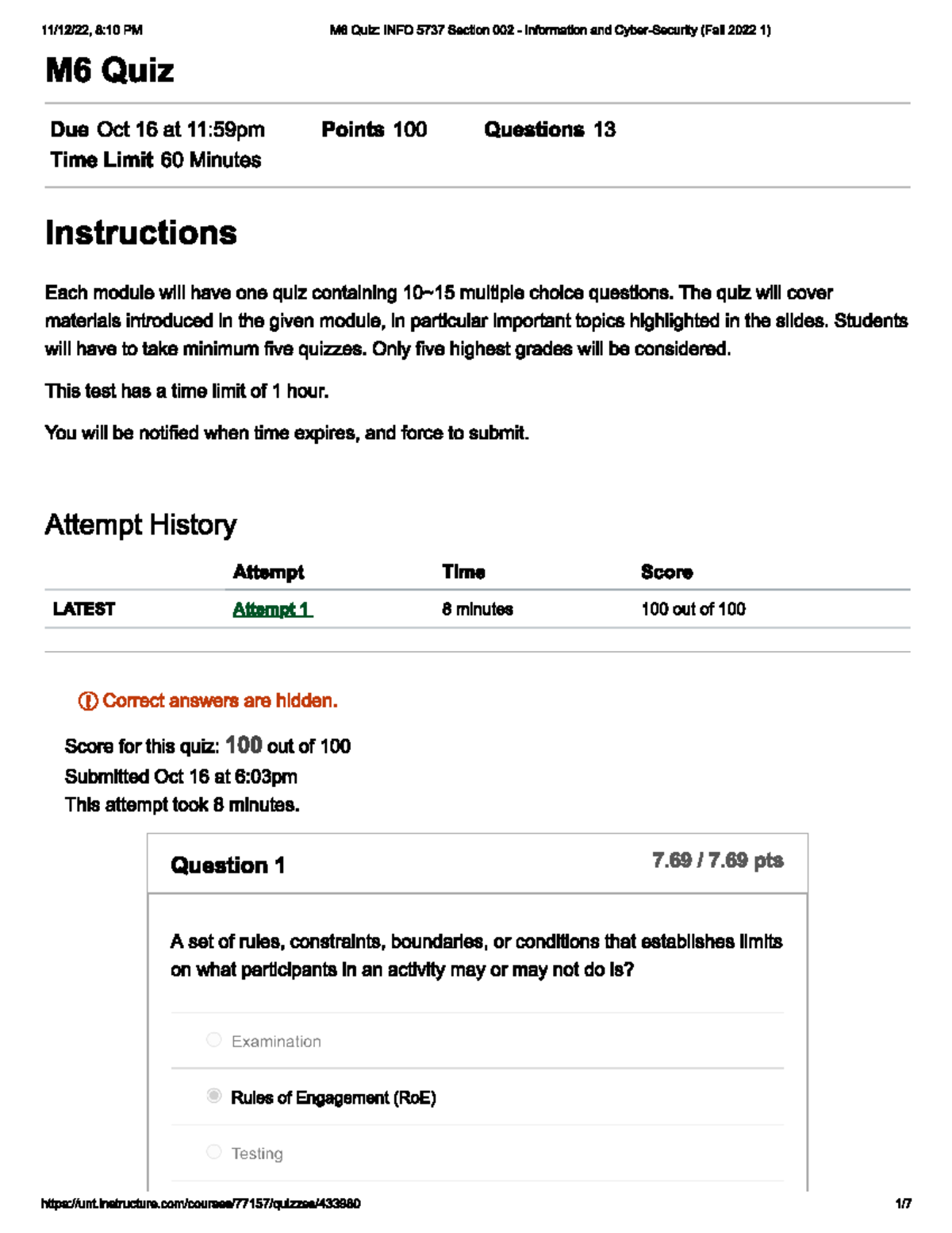 Module-6 Quiz - Module-6 Quiz - 5737 - Studocu