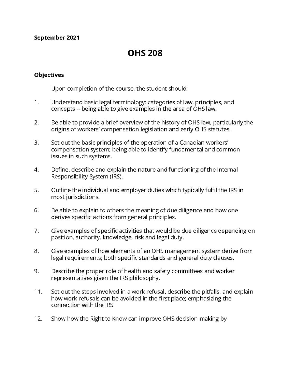 OHS 208-1-notes-2021 Fall - September 2021 OHS 208 Objectives Upon ...