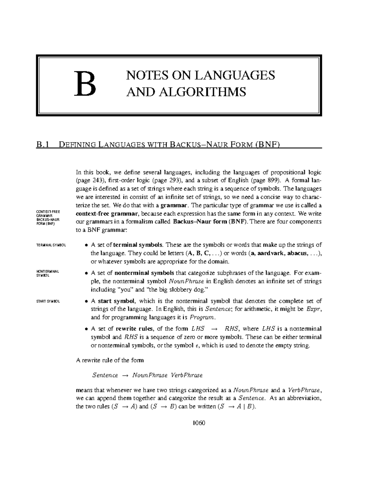 Lecture notes ON LANGUAGES And Algorithms - B NOTES ON LANGUAGES AND ...