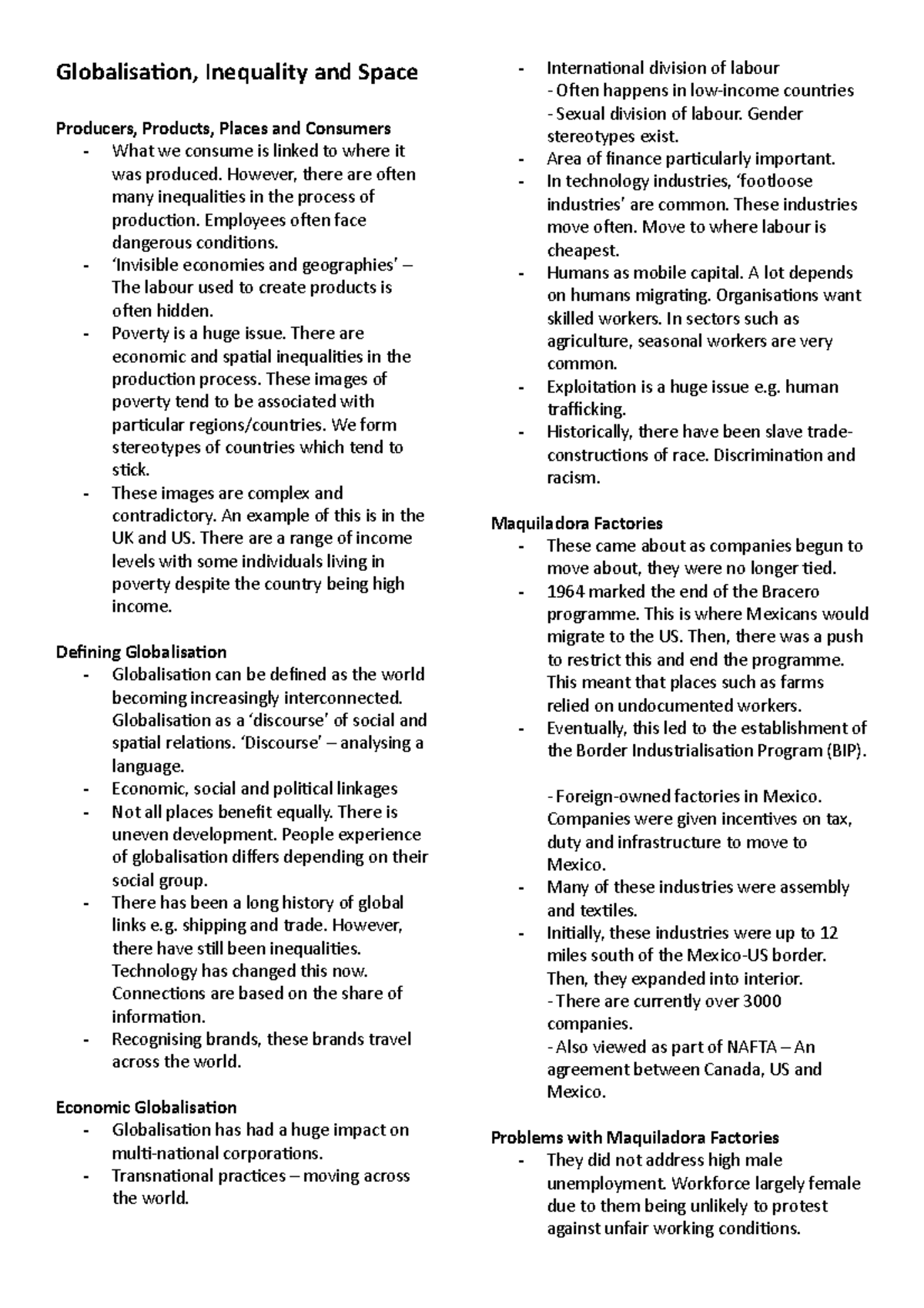 Economic Geography - Globalisation, Inequality and Space Producers ...