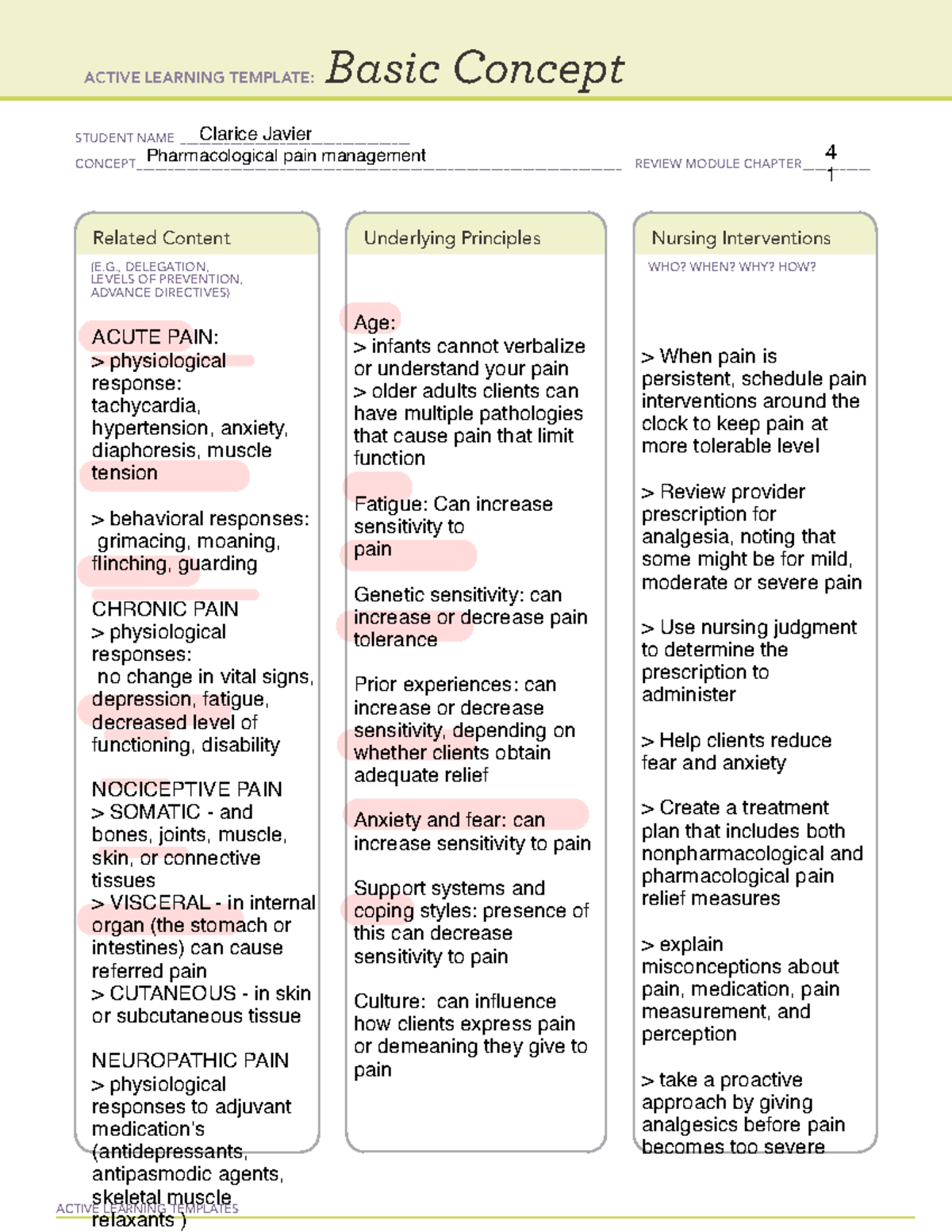 Nursing Templates - Template - ACTIVE LEARNING TEMPLATES Basic Concept ...