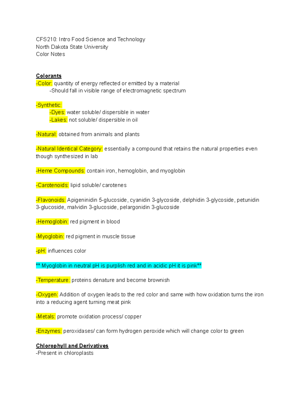 Color in Food Science - CFS210: Intro Food Science and Technology North ...