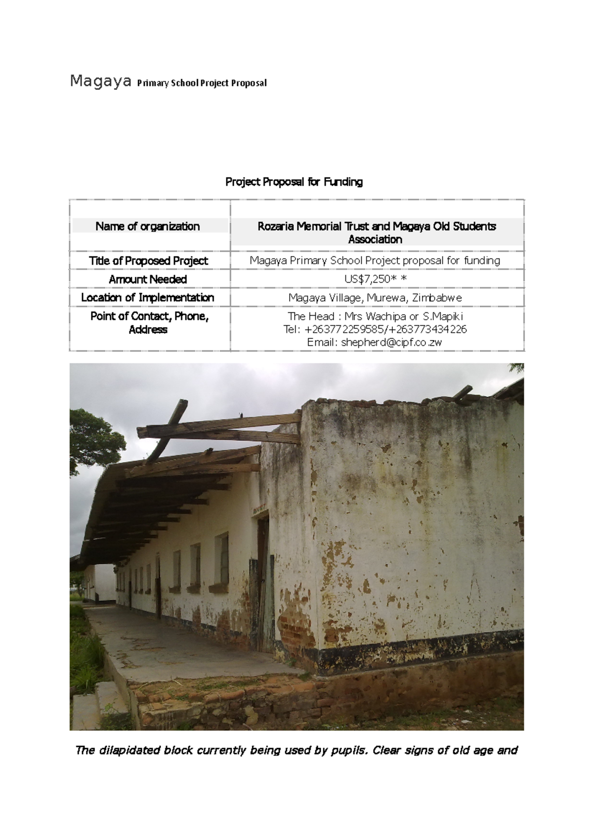 Project documentation in a school - Magaya Primary School Project ...